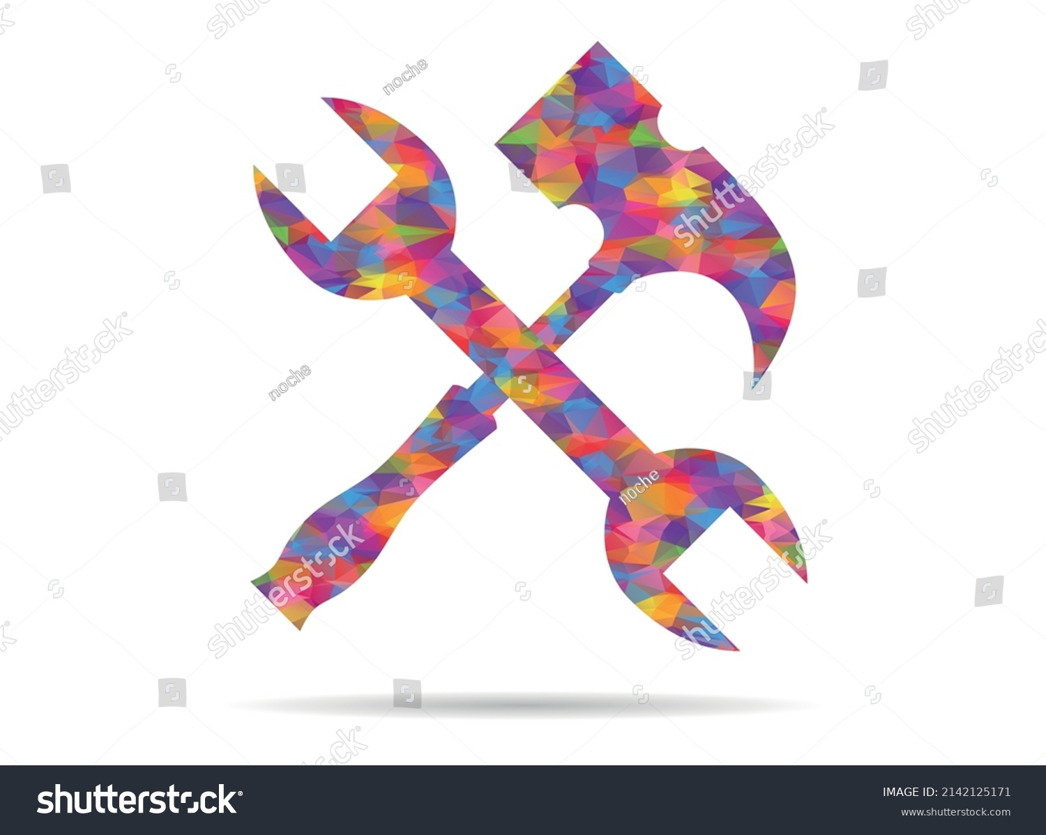 Icon Hammer Spanner Low Poly Stock Vector (Royalty Free) 2142125171 ...