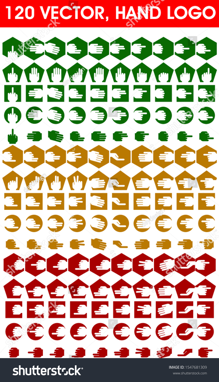 Icon Hand Logo Design 120 Set Stock Vector (Royalty Free) 1547681309 ...