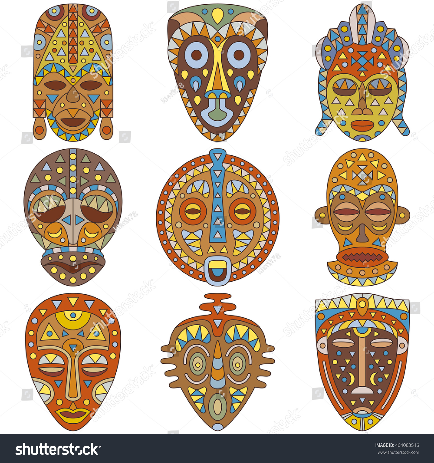 Icon Set Different Ethnic Masks Vector Stock Vector (Royalty Free ...