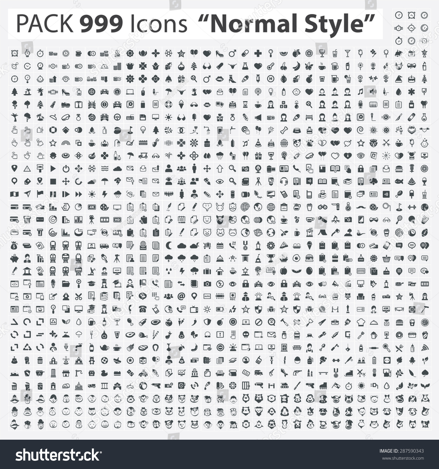 Icon Set Pack 999 Icons Normal 스톡 벡터 287590343 - Shutterstock