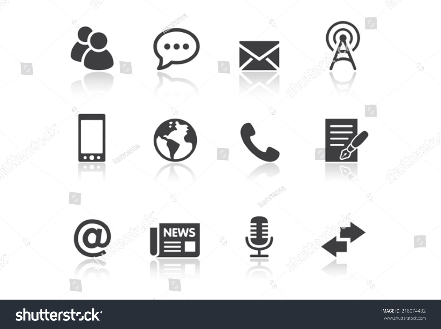 Icon Set Reflection Communication Illustration Stock Vector (Royalty ...