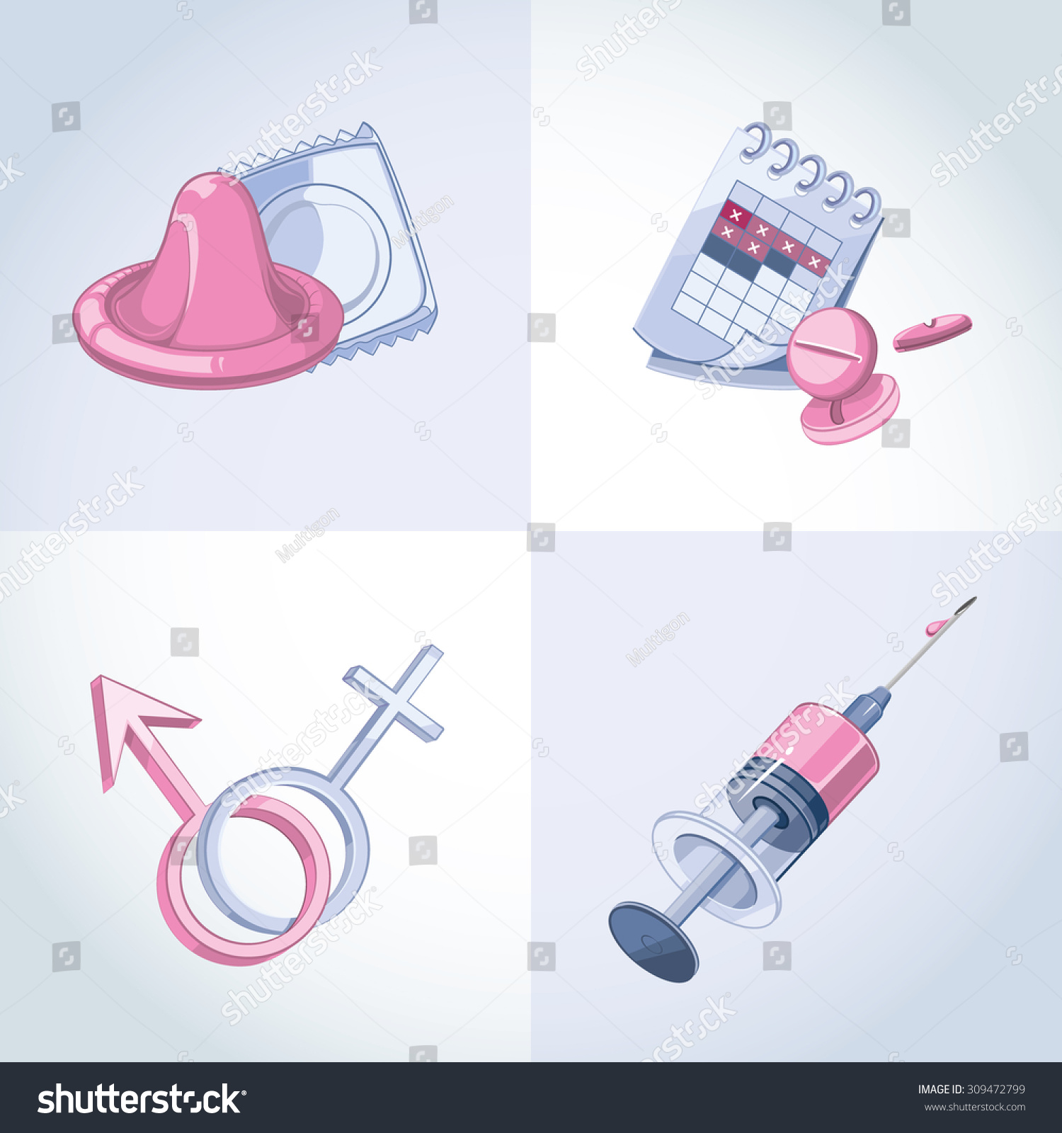 Icon Set Contraception Methods Pictures Isolate Stock Vector 309472799 ...