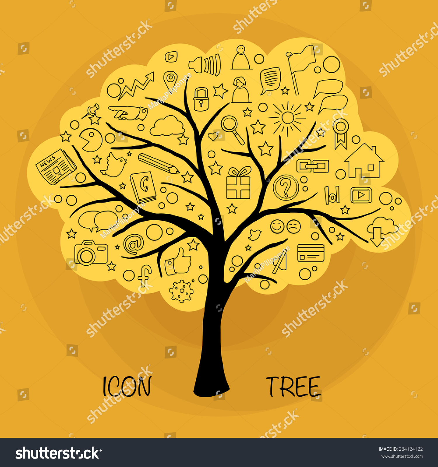 Icon Tree Communication Web Vector Illustration Stock Vector (Royalty ...