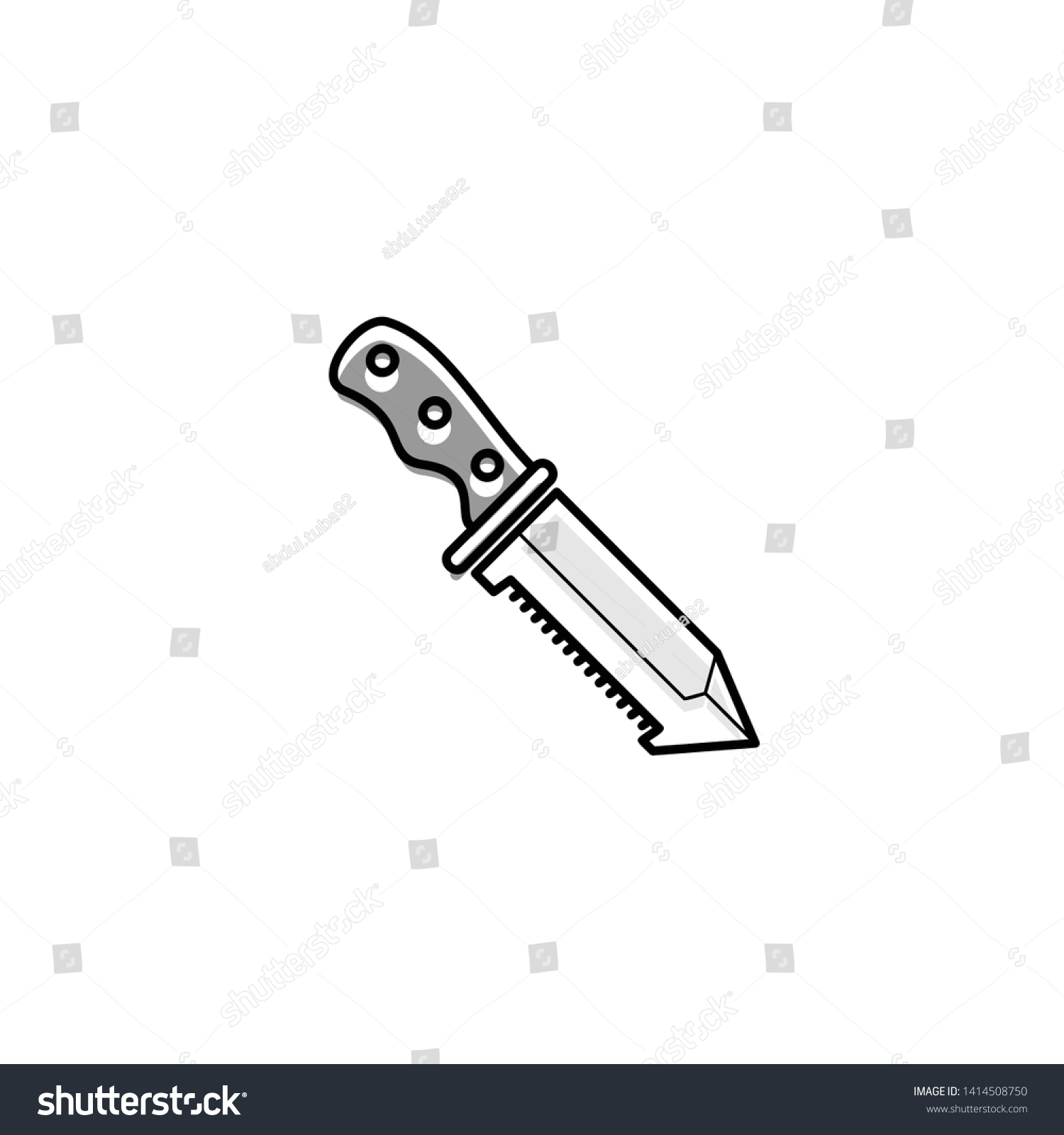 Iconic Dagger Gray Line Art Stock Vector (Royalty Free) 1414508750