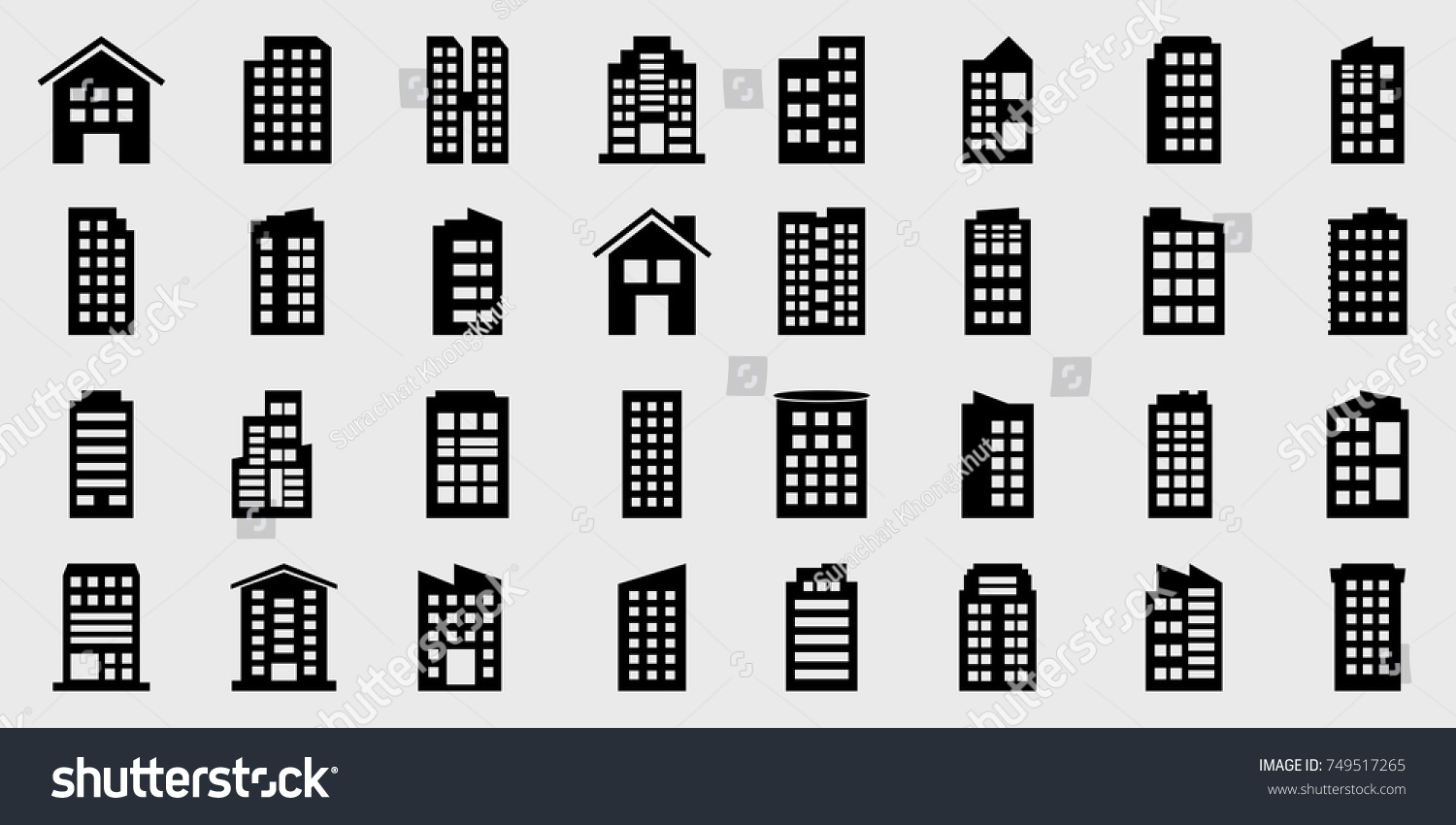 Icons Building Vector Illustration Set Stock Vector (Royalty Free ...