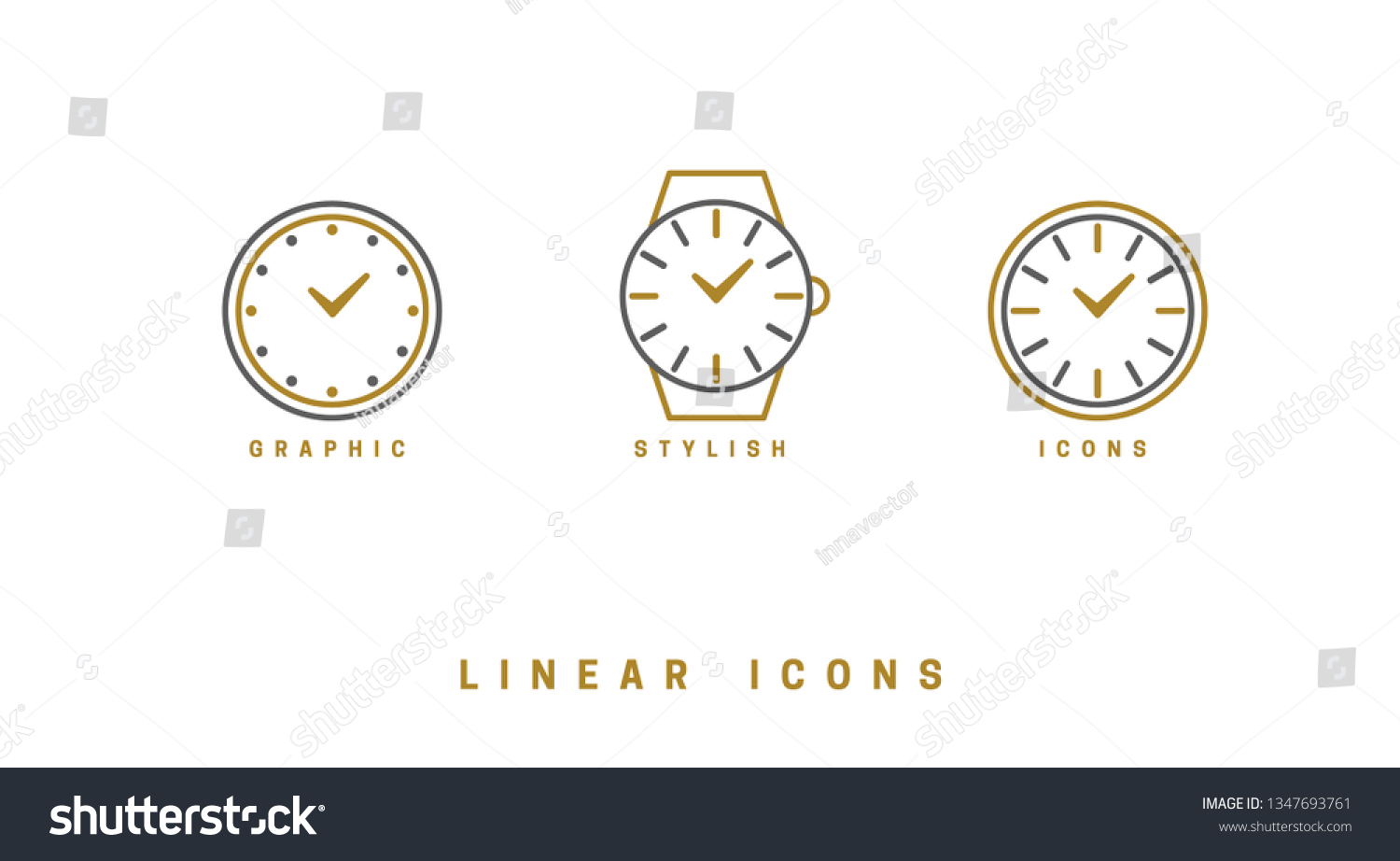 Icons Clock Linear Style Time Icon Stock Vector (Royalty Free) 1347693761
