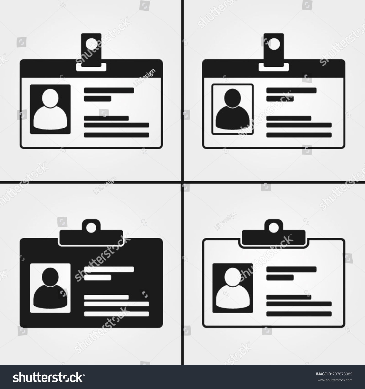 Id Card Icons: เวกเตอร์สต็อก (ปลอดค่าลิขสิทธิ์) 207873085 | Shutterstock