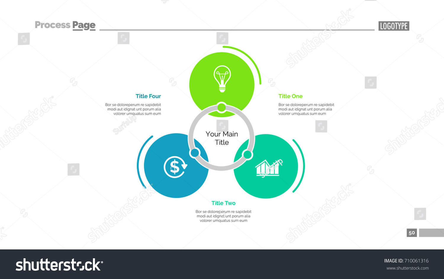 Idea Chart Three Parts Slide Template Stock Vector (Royalty Free ...