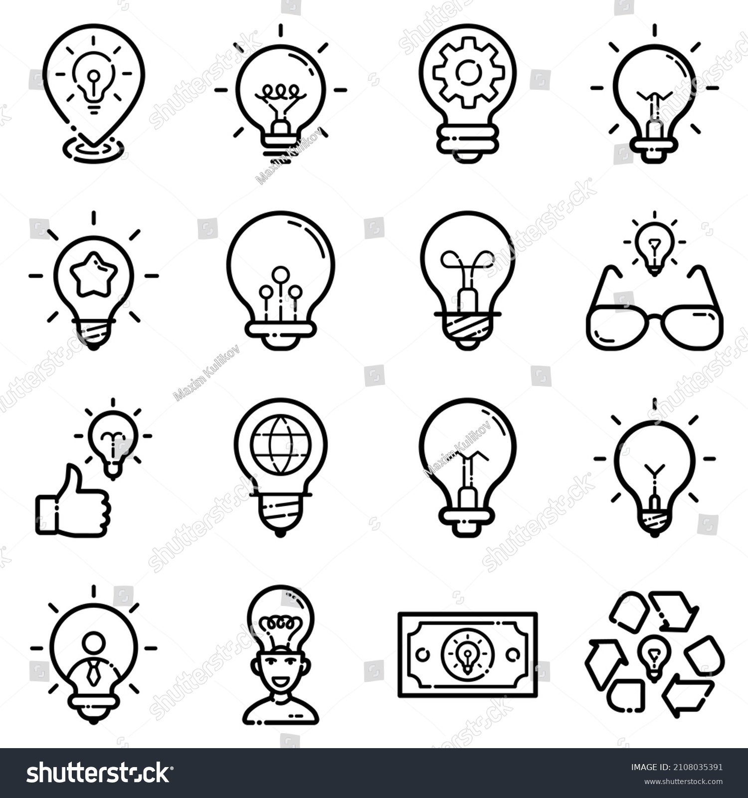Idea Flat Icon Set Isolated On Stock Vector (Royalty Free) 2108035391 ...