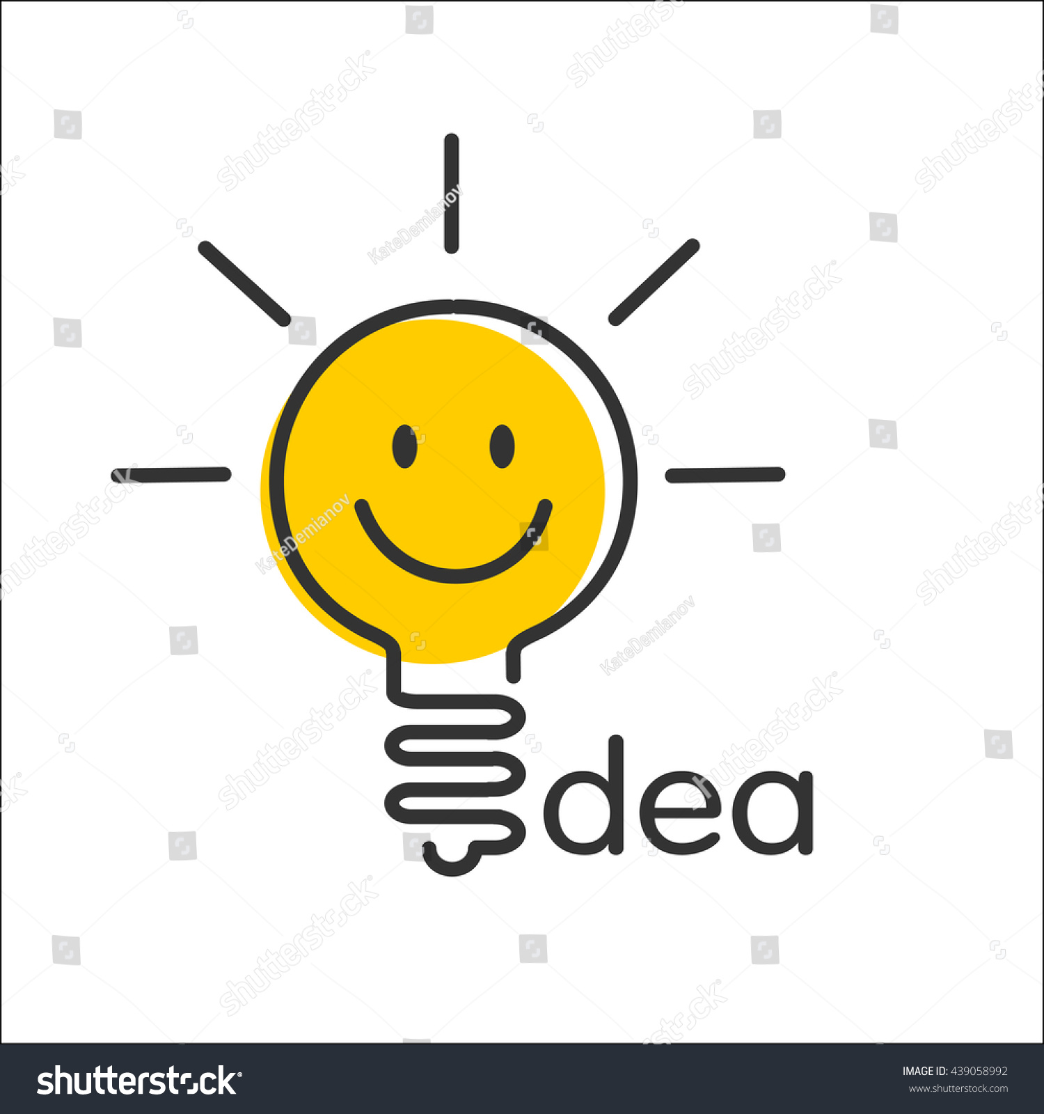 Idea Icon Light Bulb Smiley Vector Stock Vector (Royalty Free ...