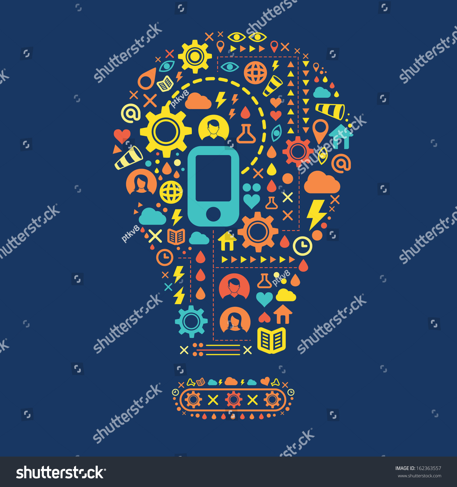 Idea Thinking Icon Light Bulb Conceptual: vector de stock (libre de ...