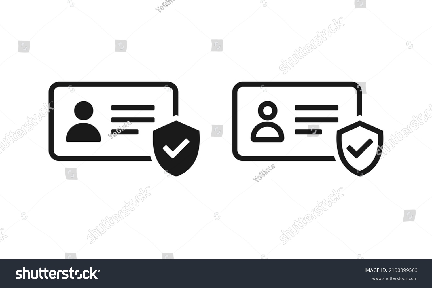 Identification Card Shield Check Mark Personal Stock Vector (Royalty ...