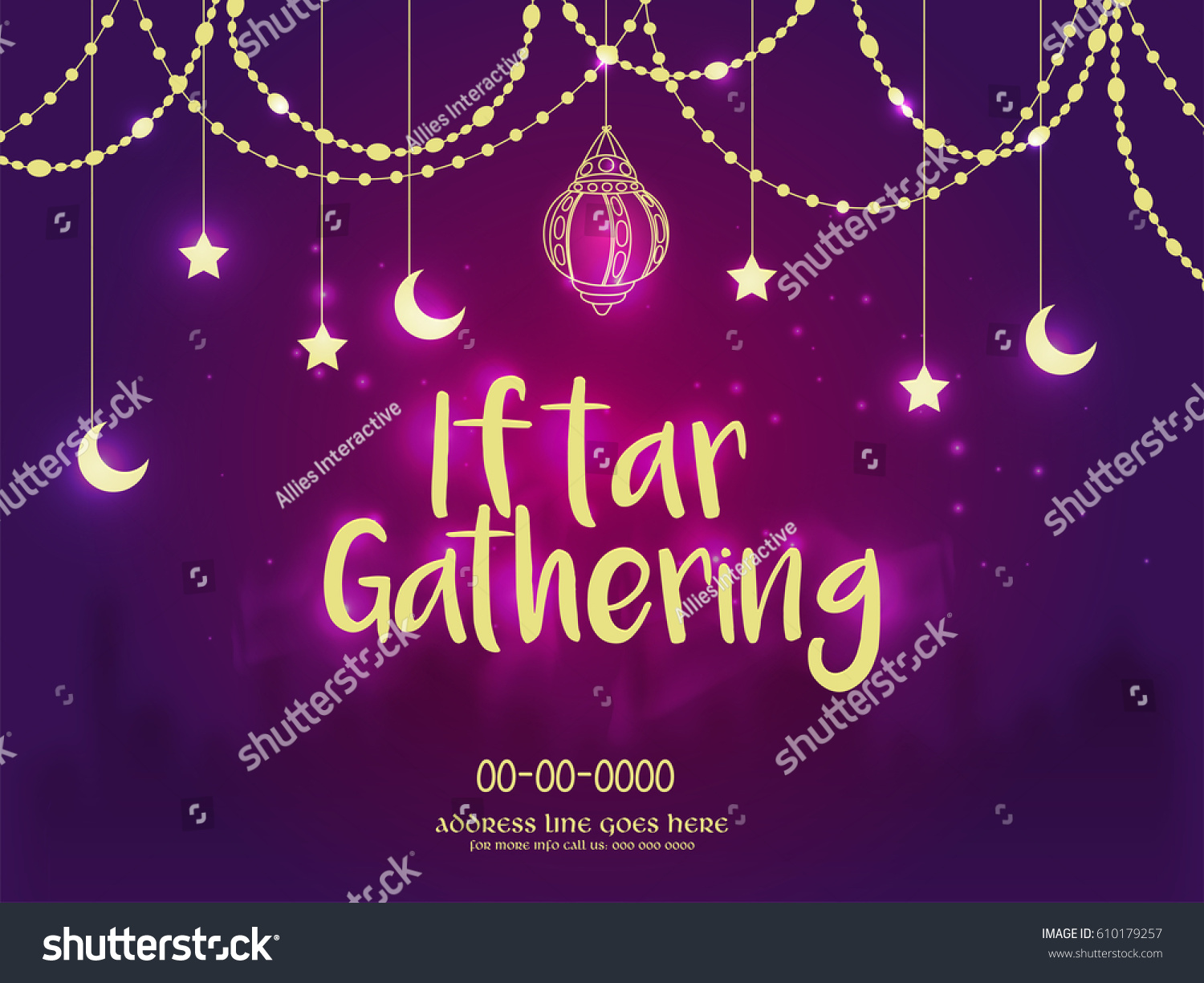 Vektor Stok Iftar Gathering Invitation Background Ramadan Concept ...