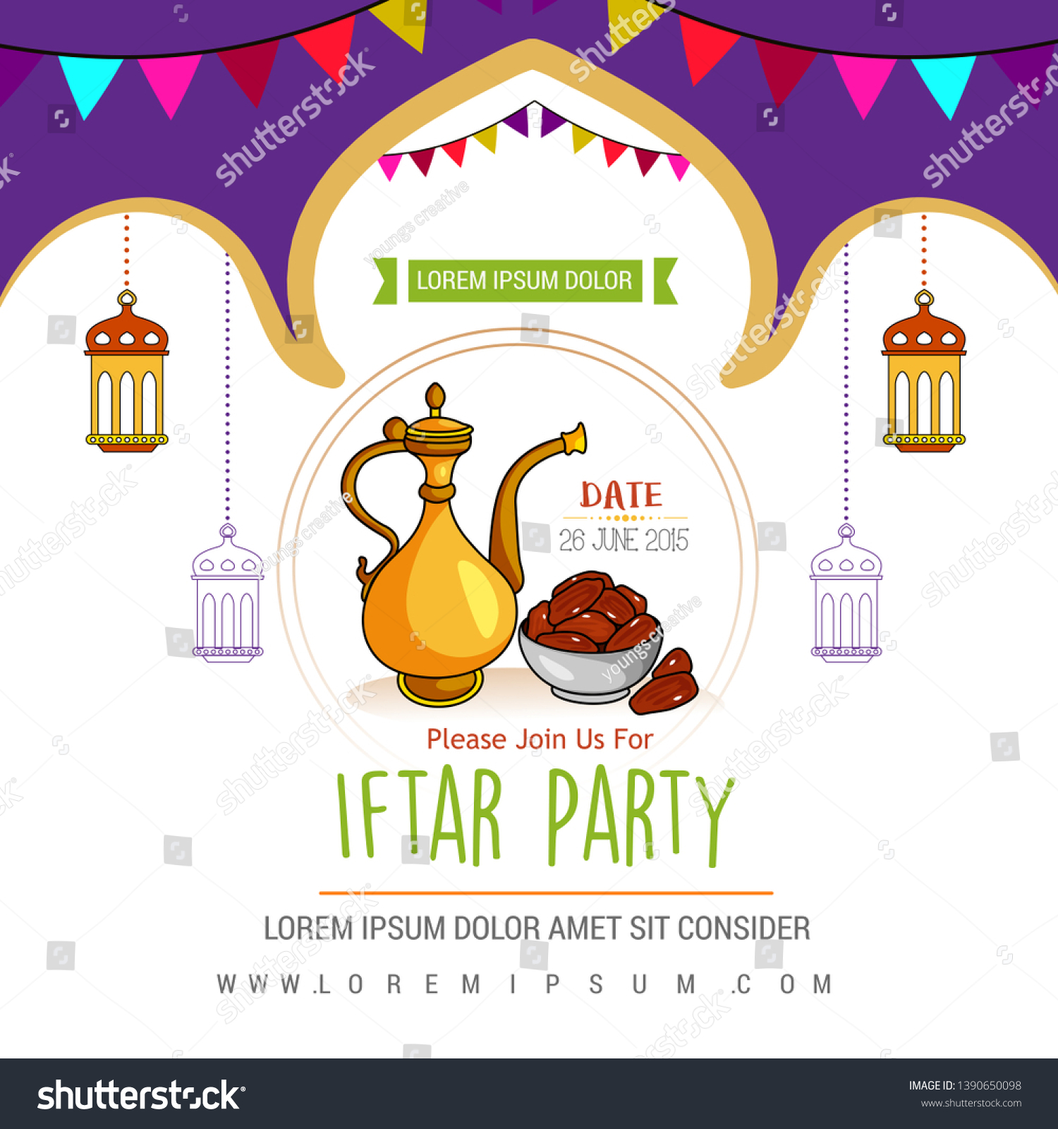 Iftar Party Celebration Concept Flyer Vector Stock Vector (Royalty Free ...