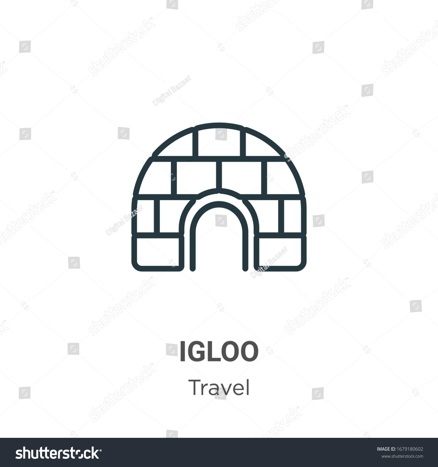 Igloo Outline Vector Icon Thin Line Stock Vector (Royalty Free ...