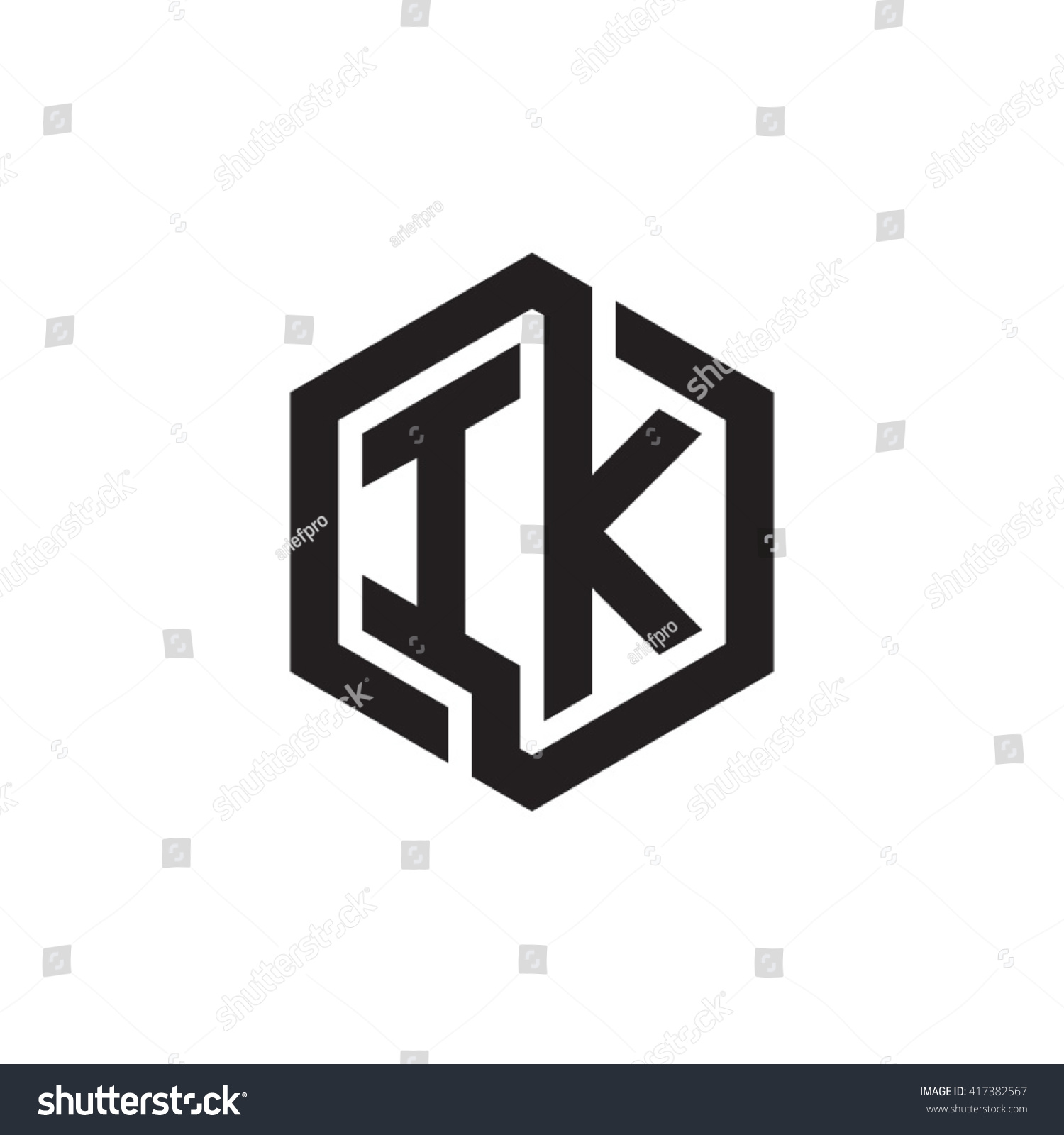 Ik Initial Letters Looping Linked Hexagon Stock Vector (Royalty Free ...