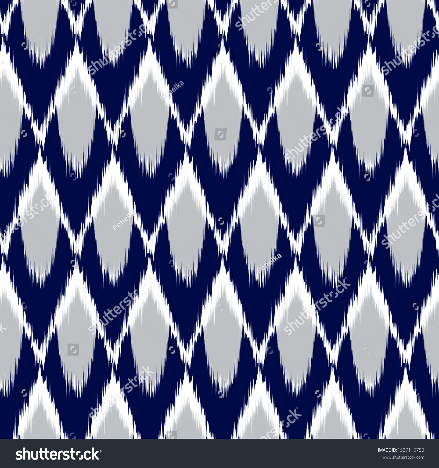 Ikat Seamless Geometric Pattern Abstract Background Stock Vector