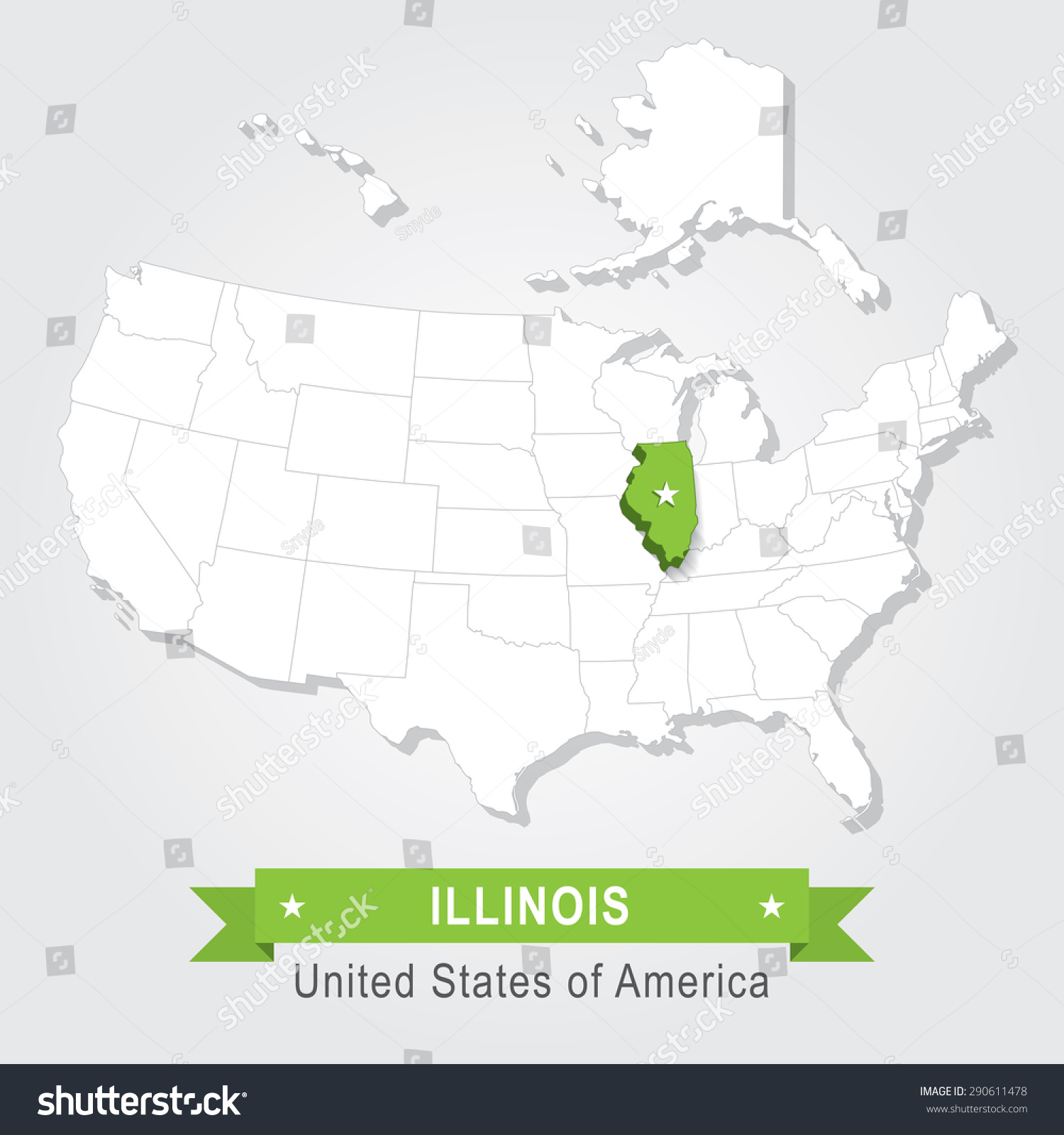 Illinois State Usa Administrative Map Stock Vector (Royalty Free ...