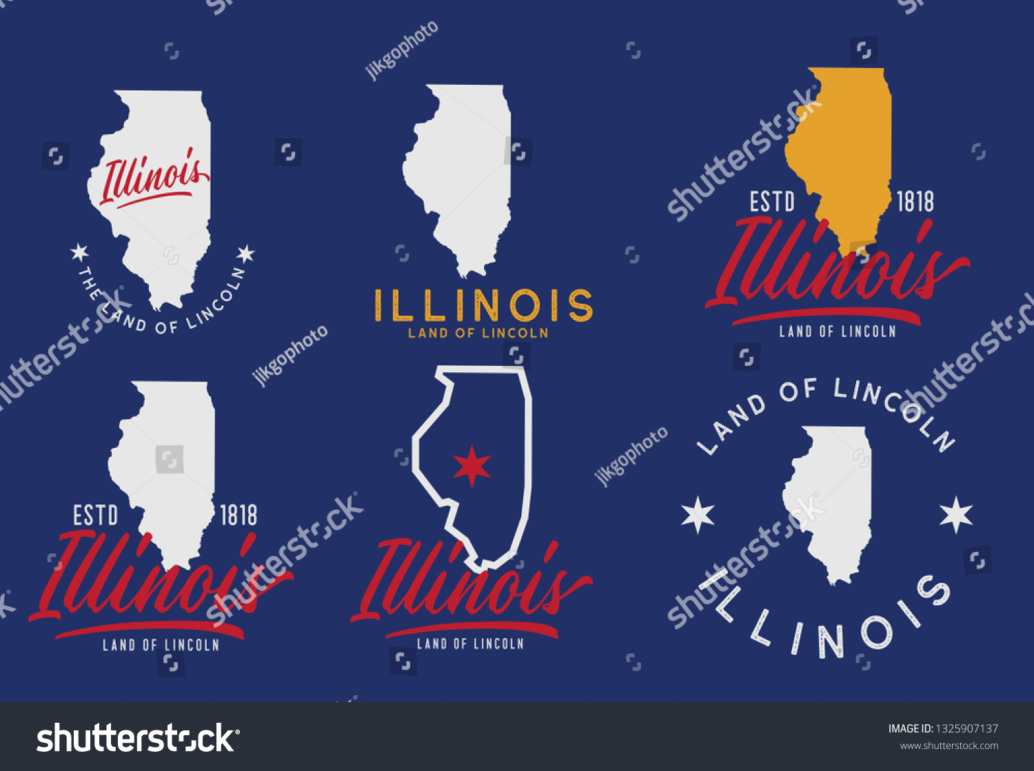 Illinois Usa Logo Collection Vector Eps Stock Vector (Royalty Free ...