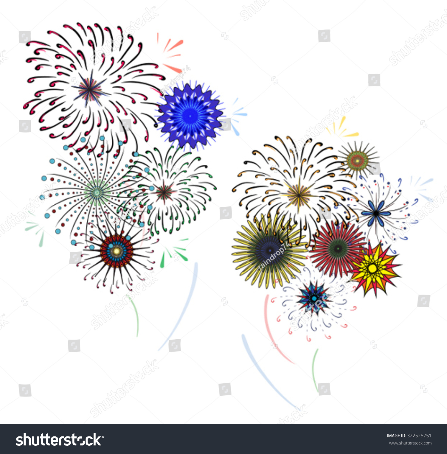 Illustrated Ornament Fireworks Vector Stock Vector (Royalty Free) 322525751