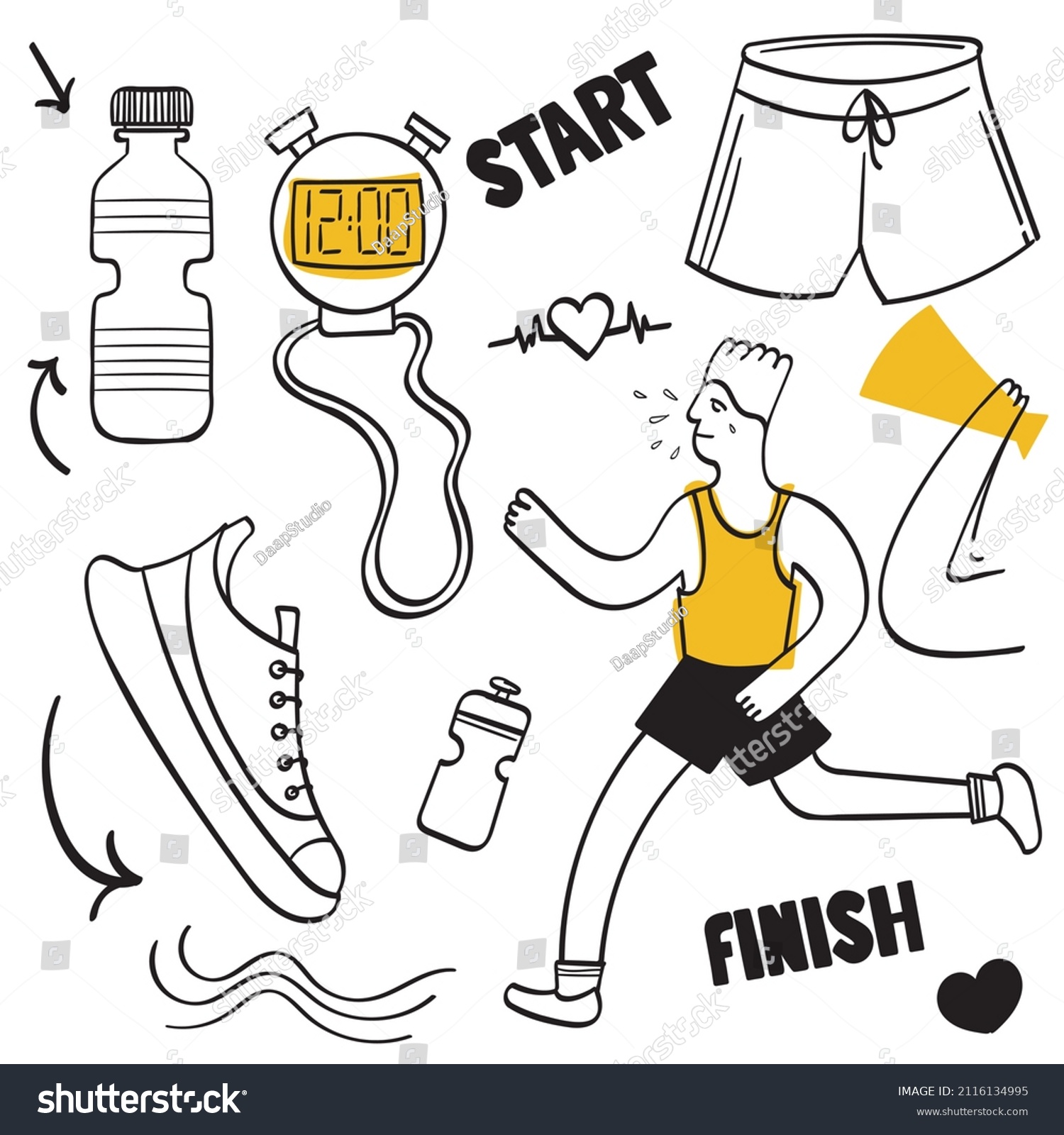 Illustrated Runner Set Doodle Illustration Set Stock Vector (Royalty ...