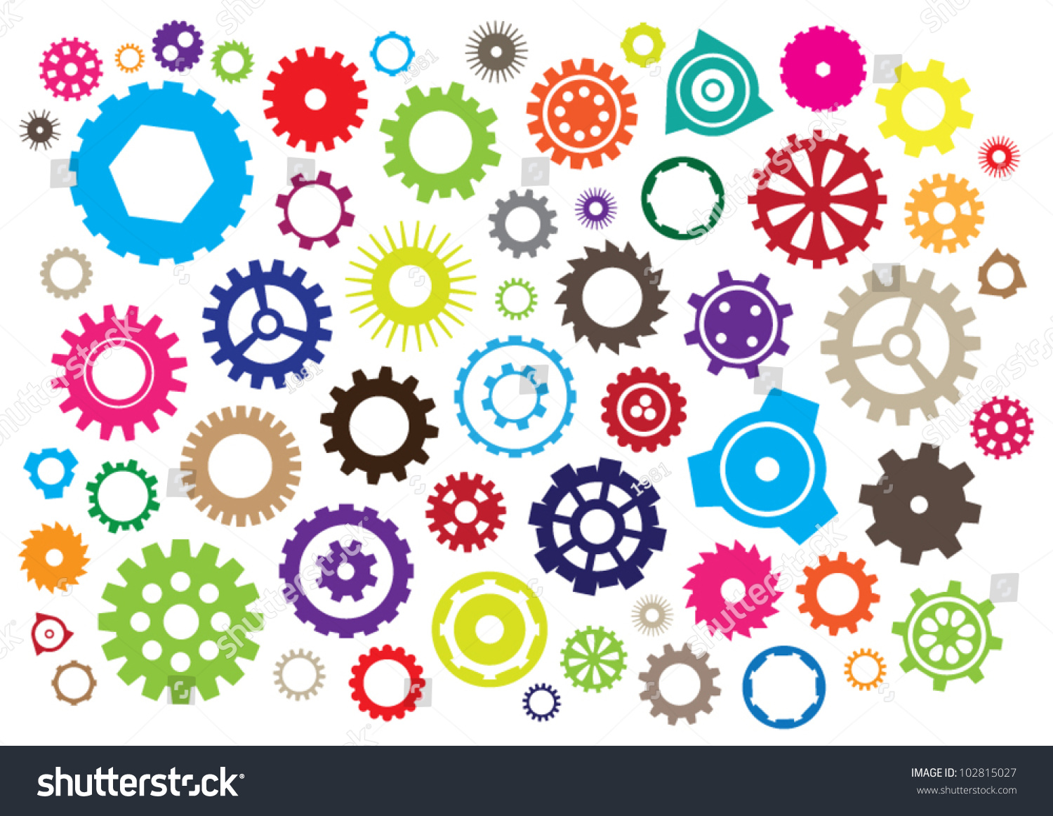 Illustrated Vector Cogs Various Colors Stock Vector (Royalty Free ...