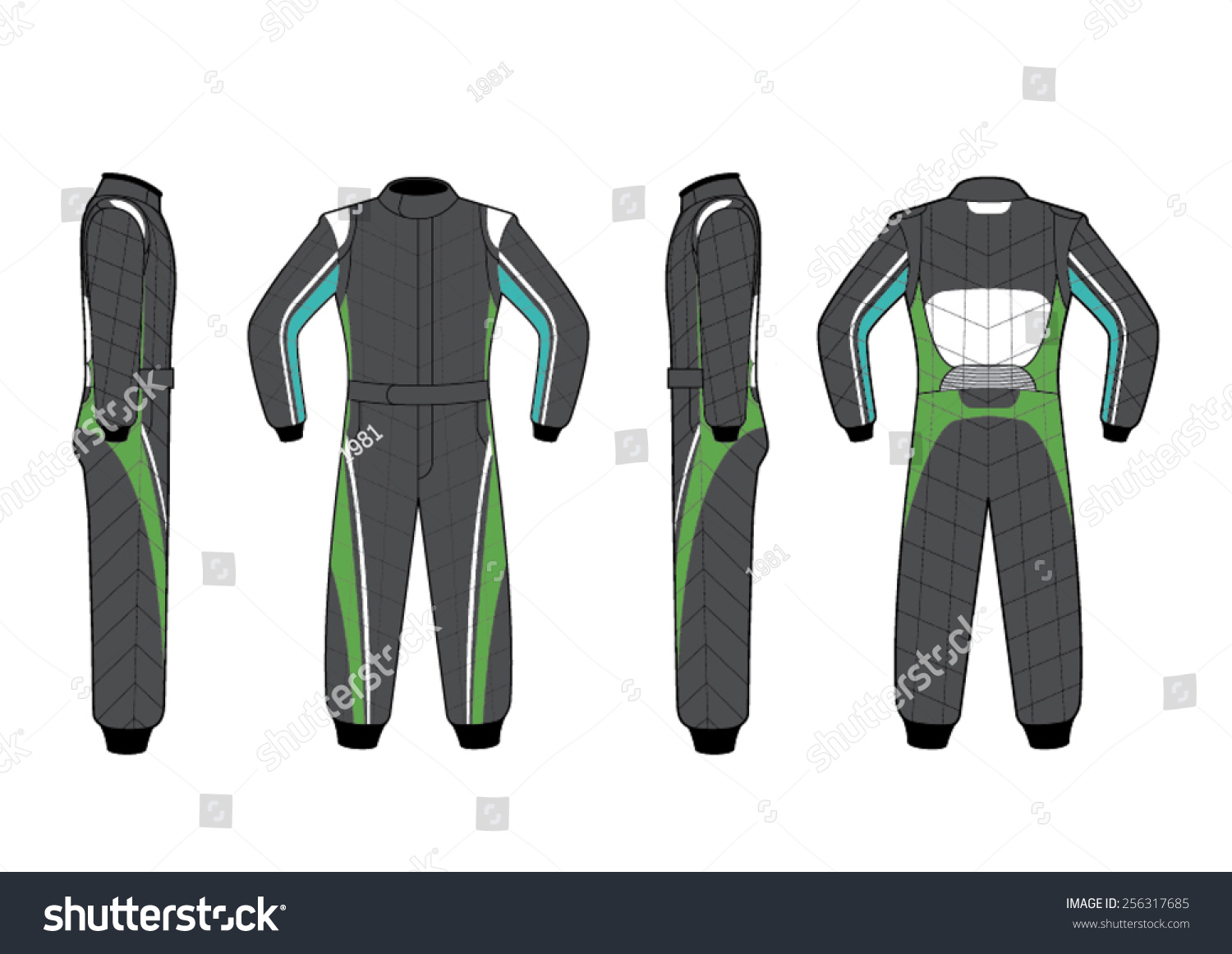 Illustrated Vector Race Suit: vector de stock (libre de regalías) 256317685