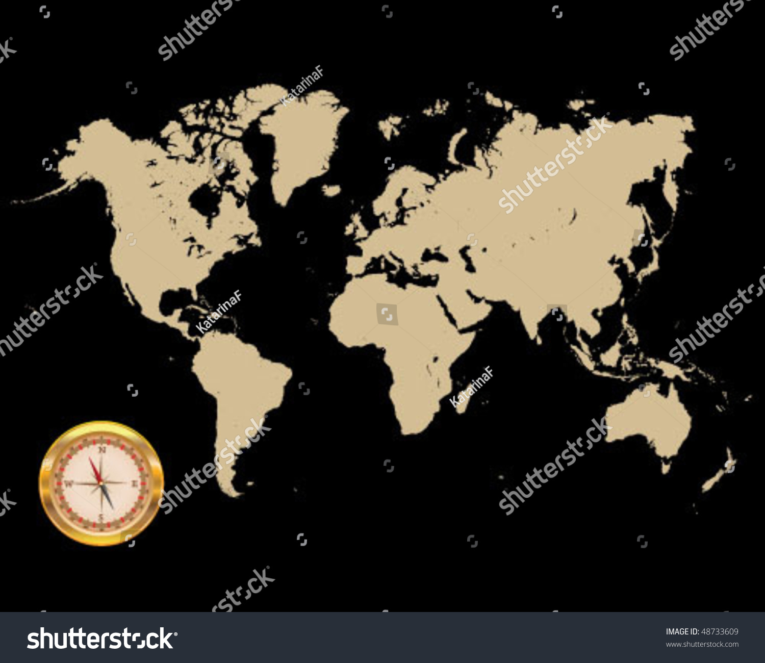Illustrated World Map Compassvector Stock Vector (Royalty Free ...