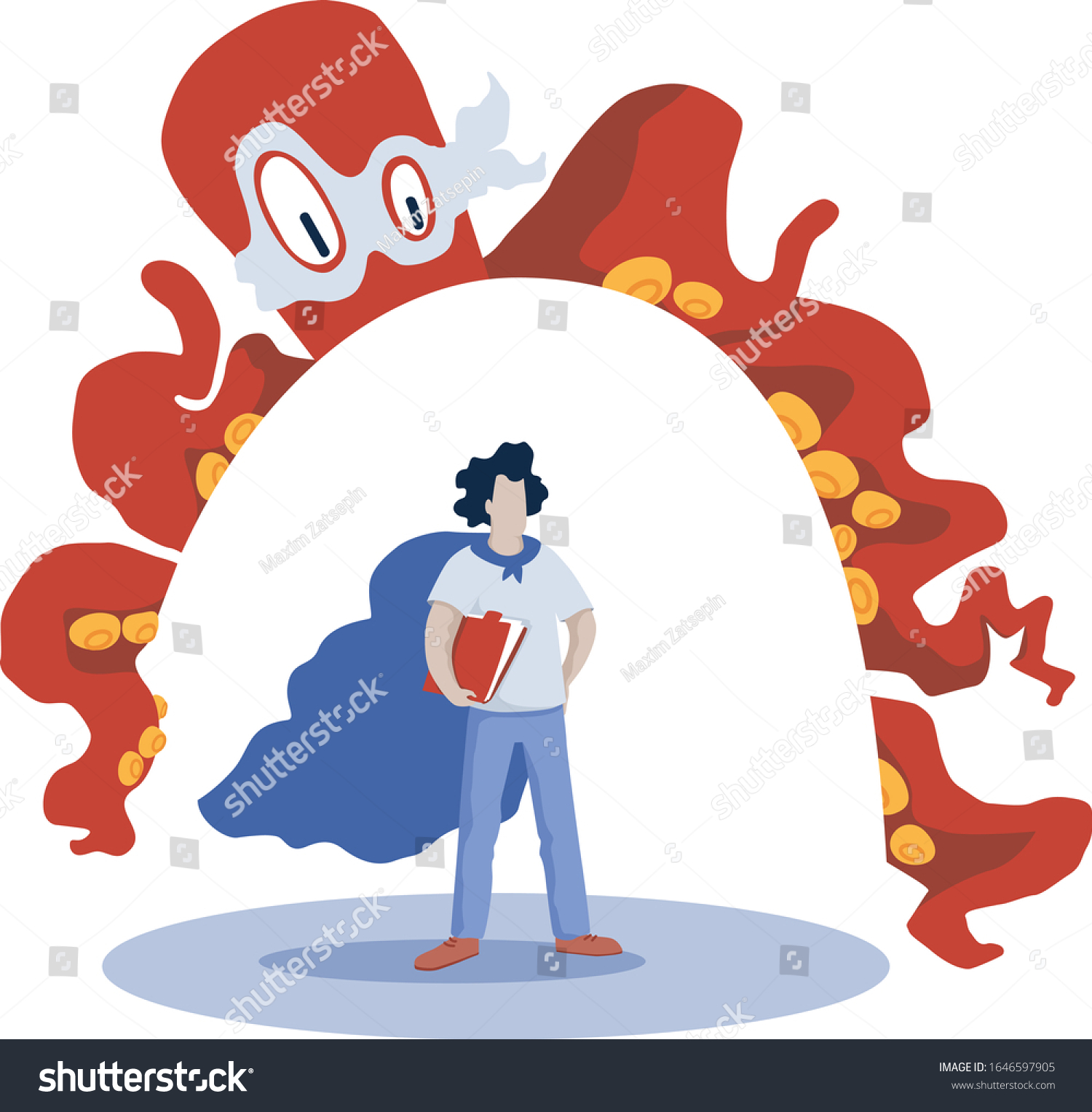 Illustration About Hacker Octopus Personal Data Stock Vector (Royalty ...