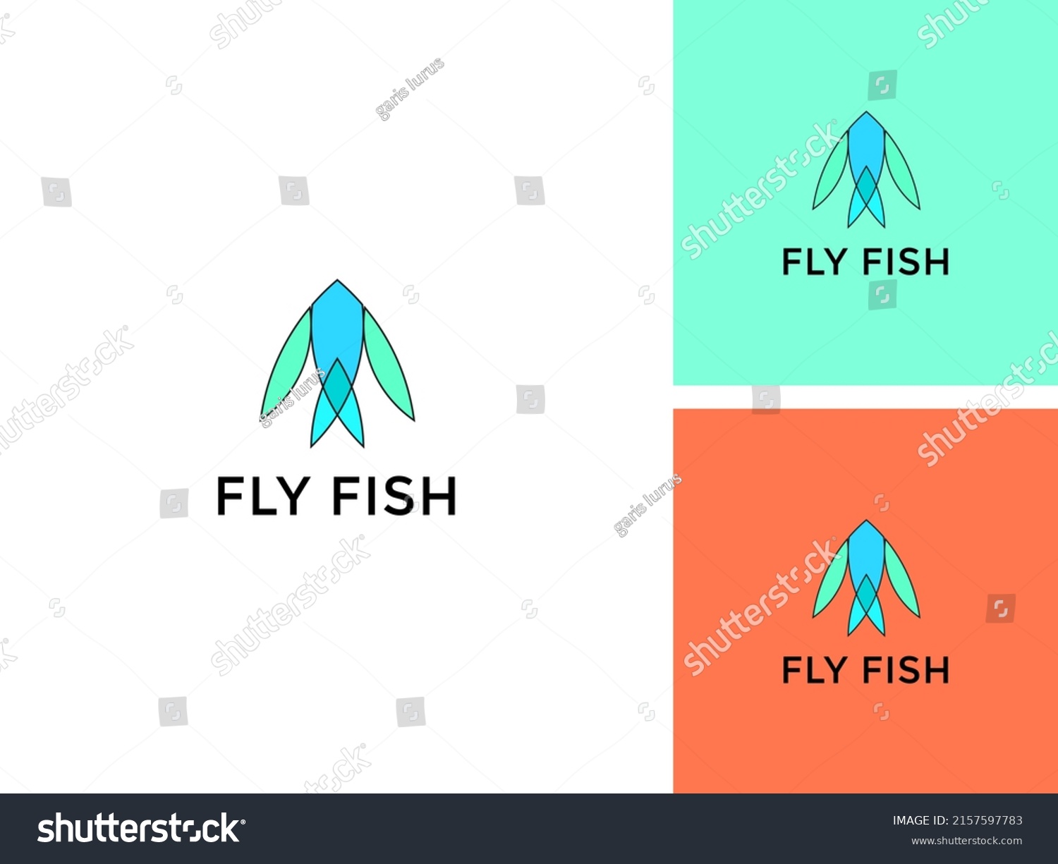 Illustration Abstract Simple Flying Fish Logo Stock Vector (Royalty ...