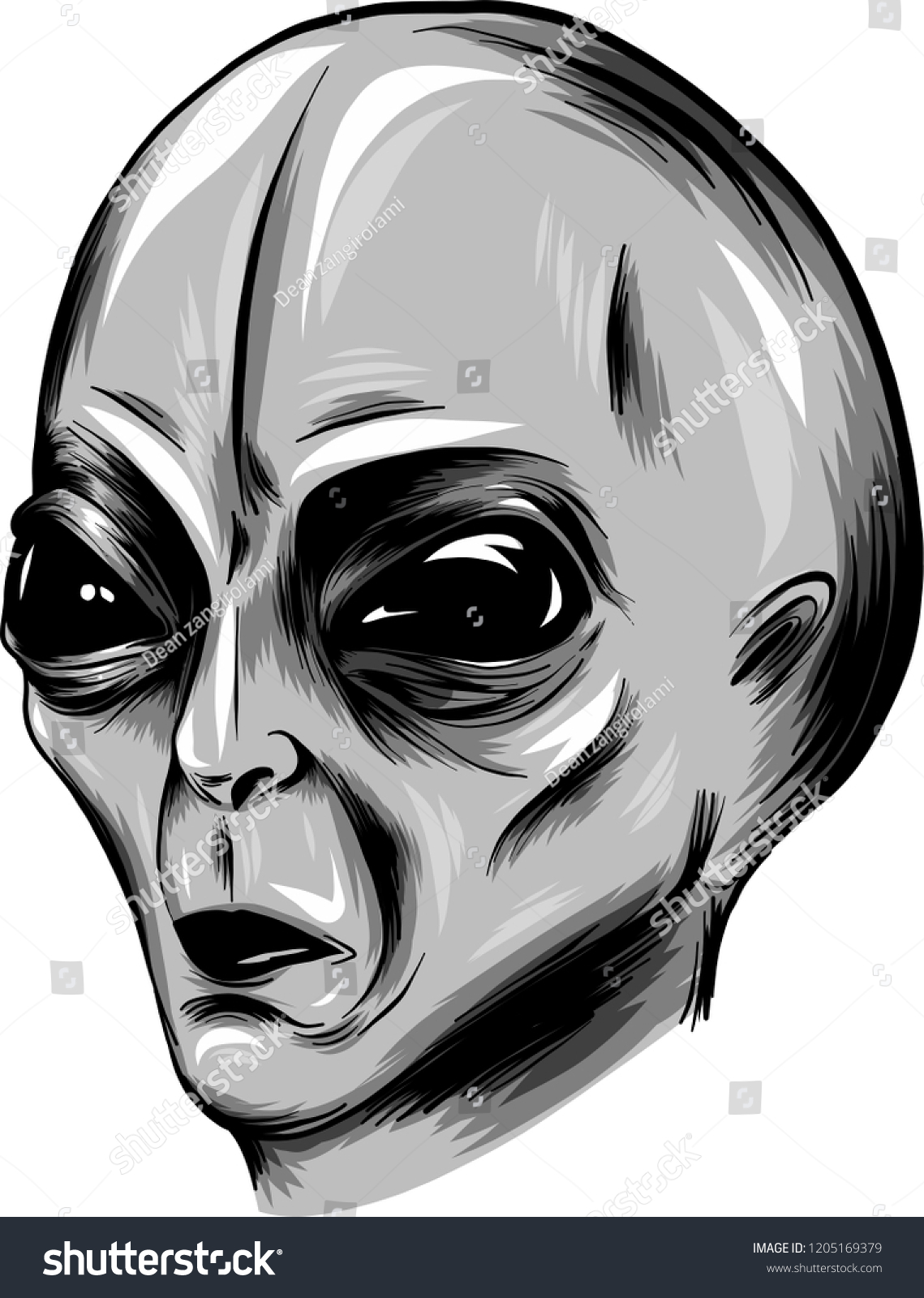 Illustration Alien Face Vector White Background: vector de stock (libre ...