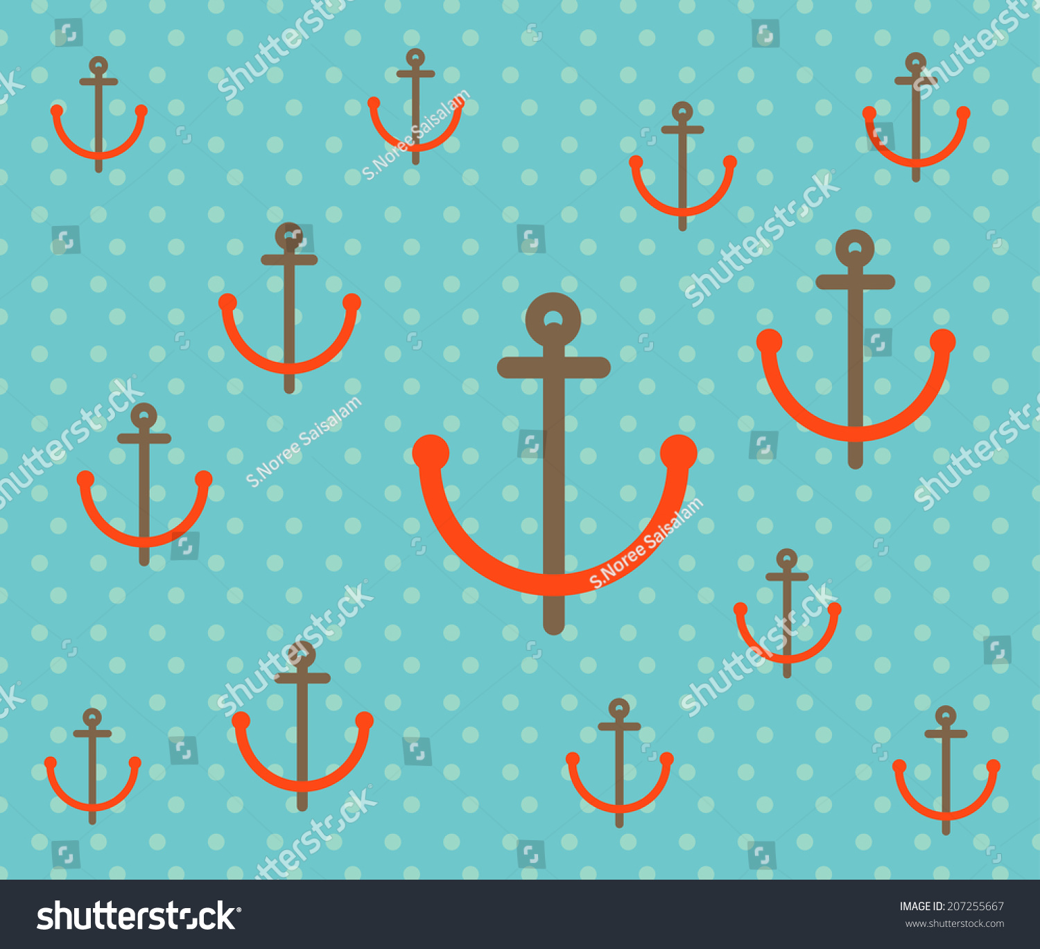 Illustration Anchors Pattern Stock Vector (Royalty Free) 207255667 ...