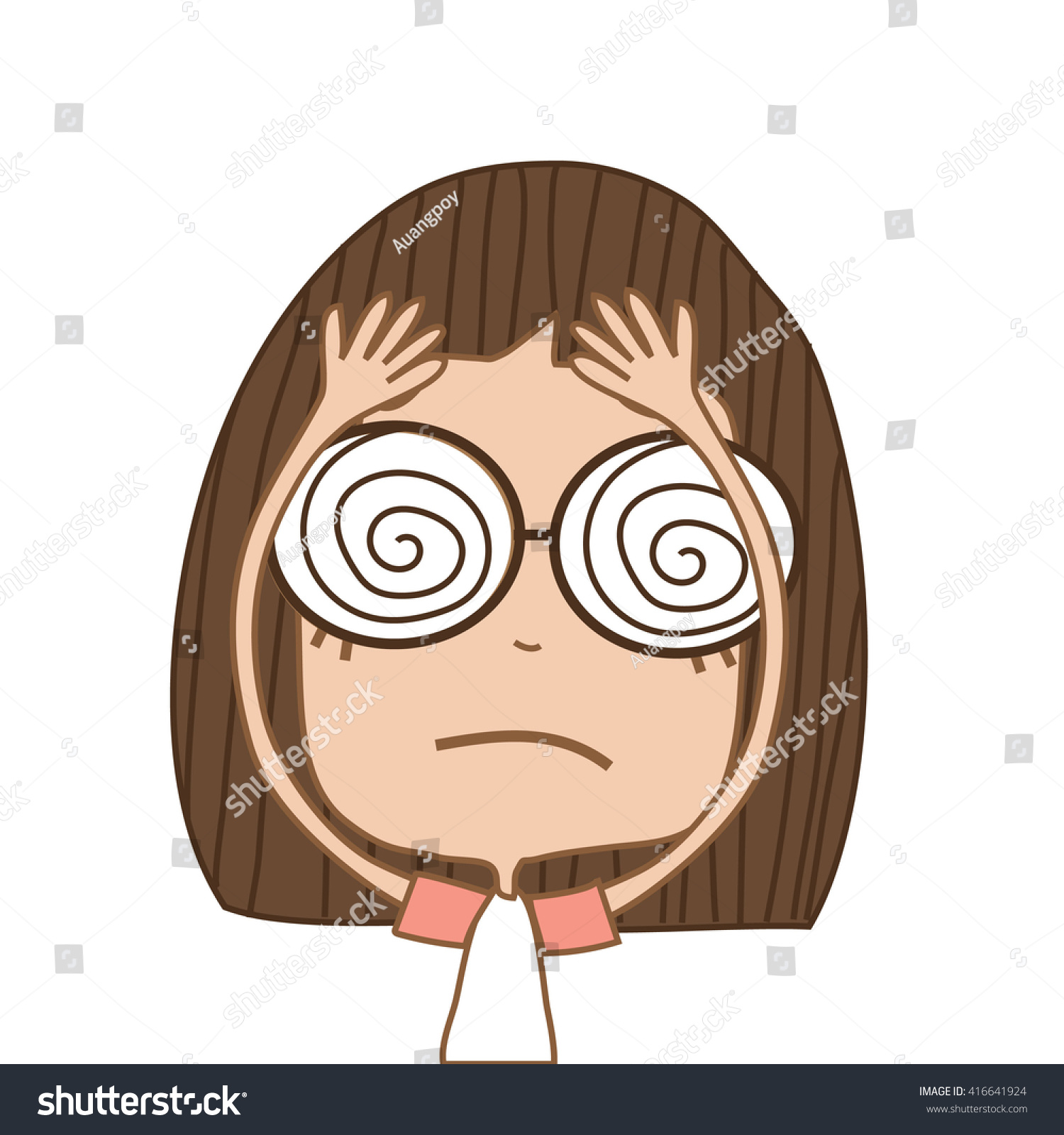 Illustration Cute Girl Feeling Dizzy On: vector de stock (libre de ...