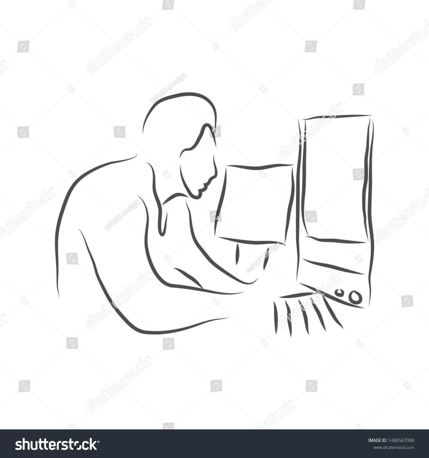 Illustration Drawing Vector Looking Computer Scan Stock Vector (Royalty ...