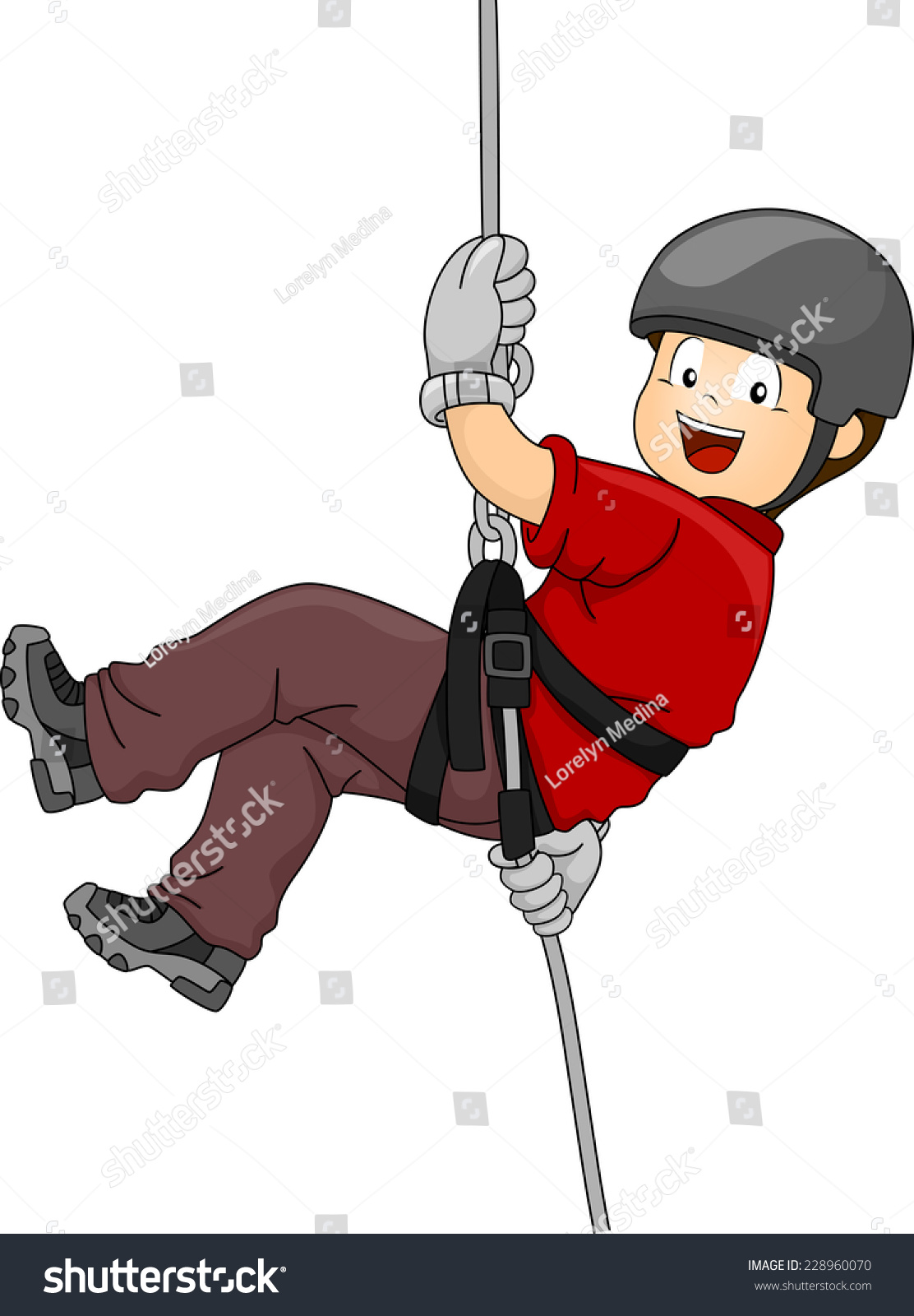 Illustration Featuring Boy Rappelling Down Wall: Vector có sẵn (miễn ...