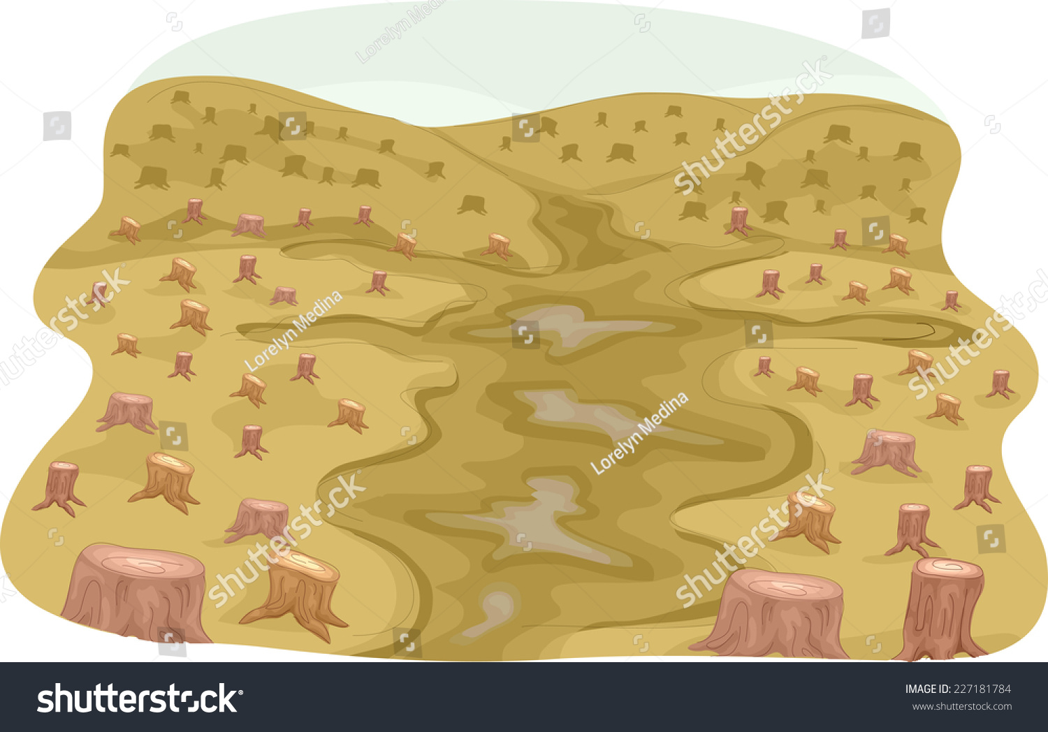 Illustration Featuring Denuded Forest: เวกเตอร์สต็อก (ปลอดค่าลิขสิทธิ์ ...