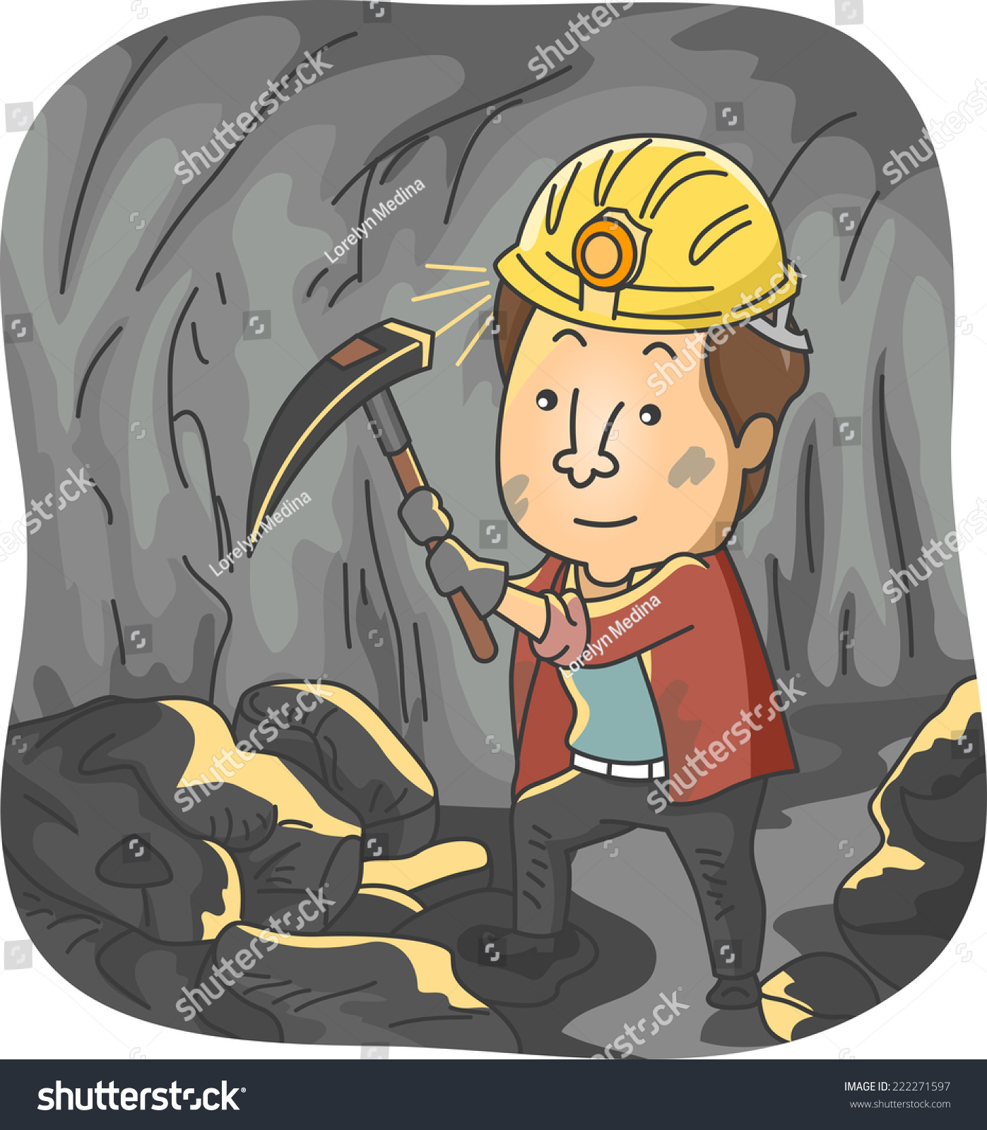 Illustration Featuring Man Mining Coal Stock Vector (Royalty Free ...