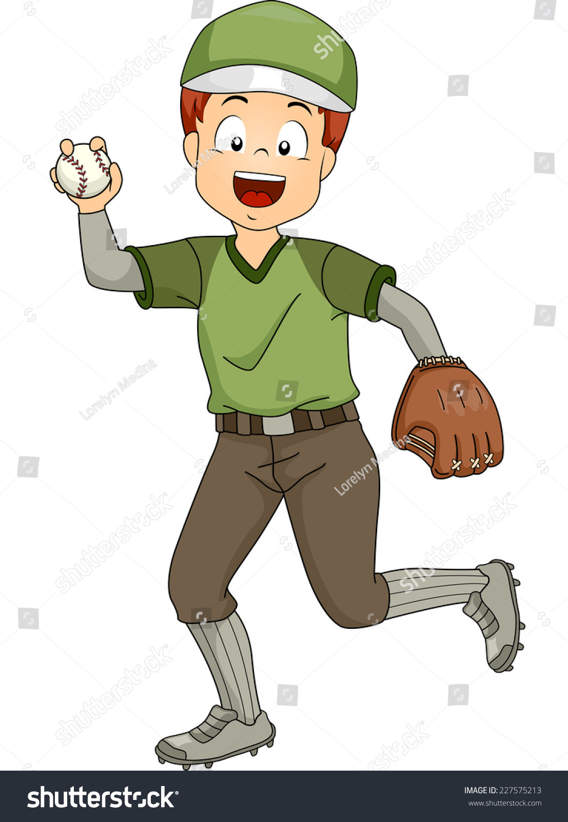 Illustration Featuring Young Baseball Pitcher Stock Vector (Royalty ...