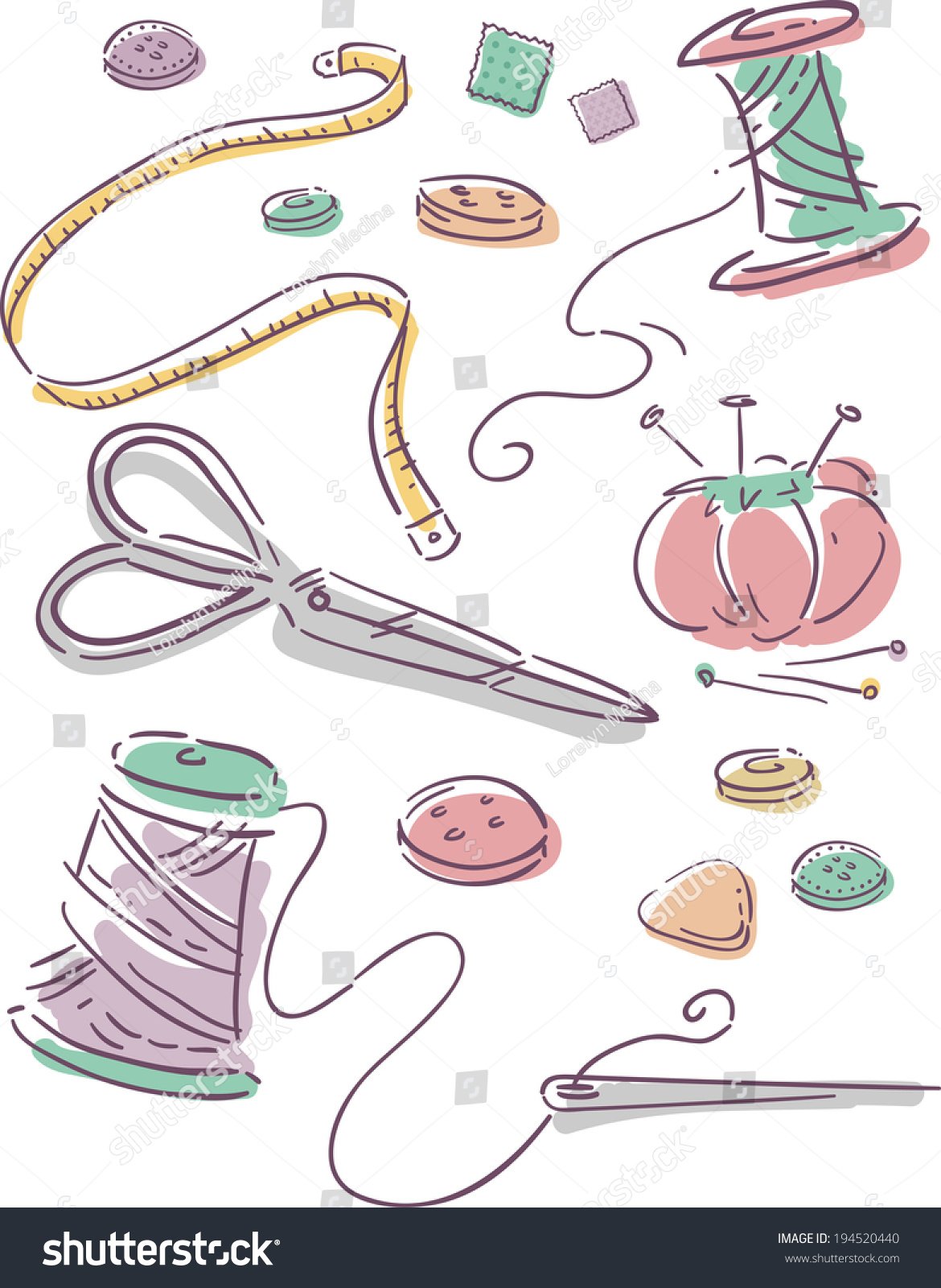 Illustration Featuring Elements Commonly Associated Sewing Stock Vector ...