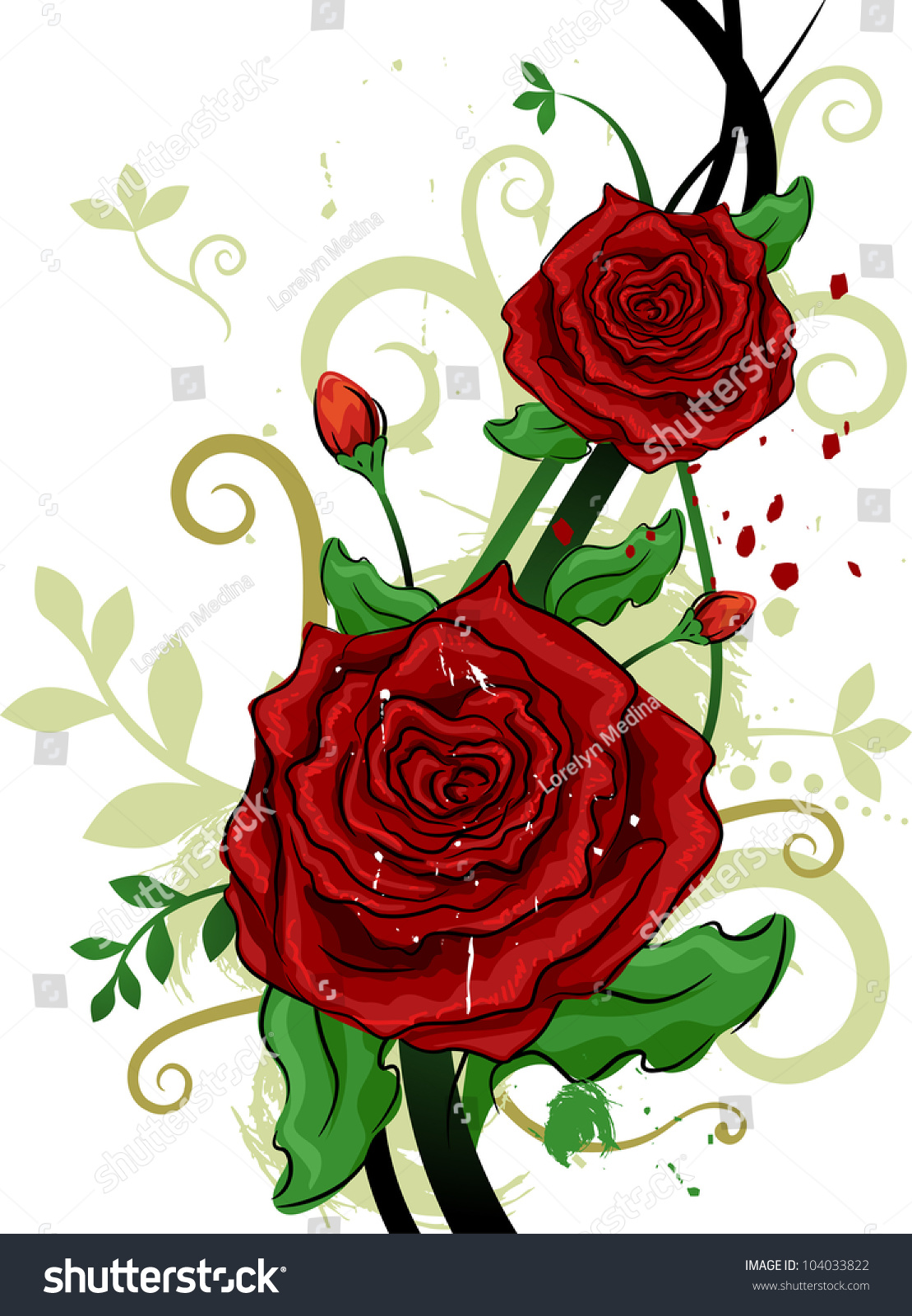 Illustration Featuring Red Roses Stock Vector (Royalty Free) 104033822 ...
