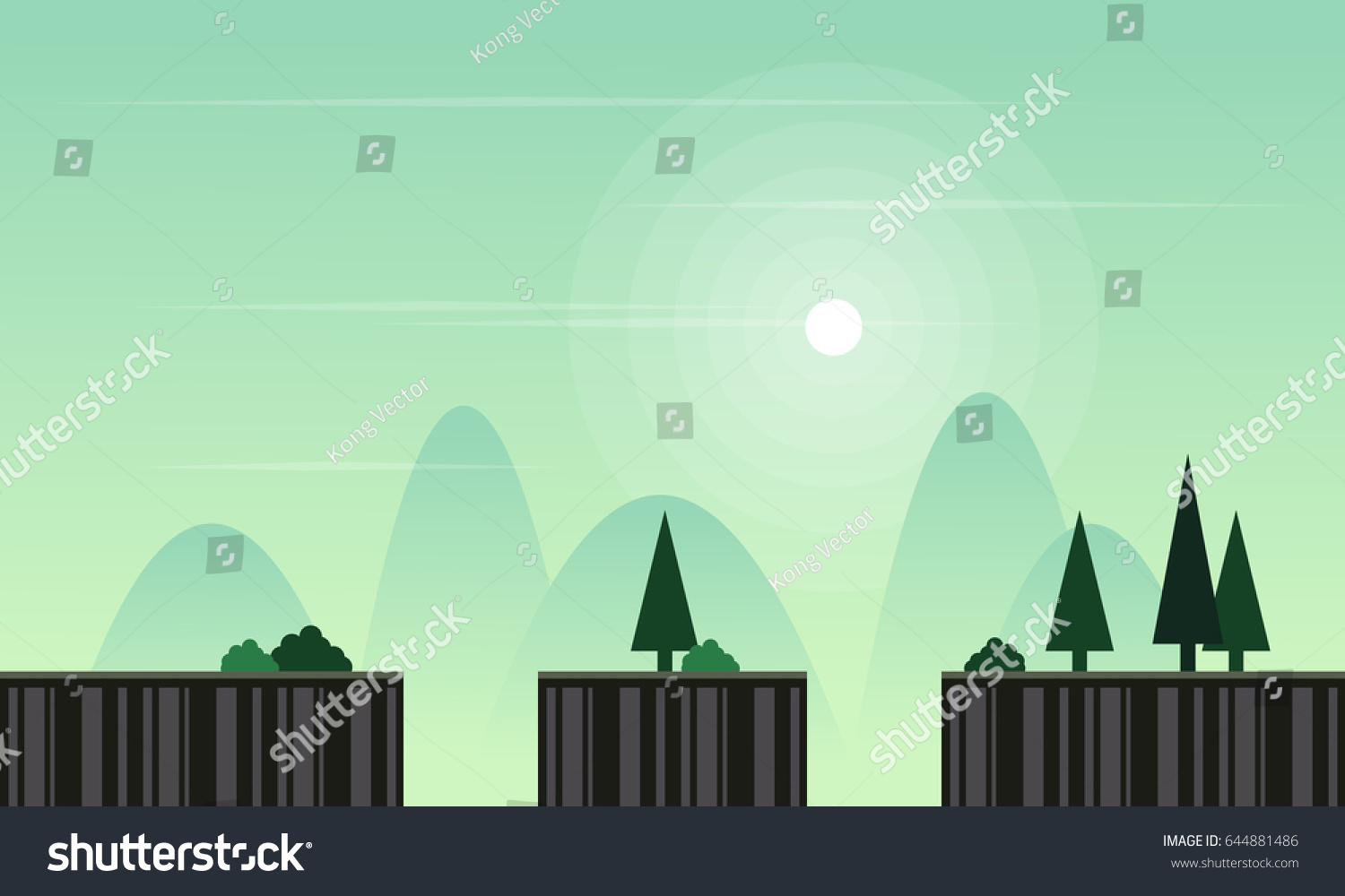 Illustration Landscape Game Background: เวกเตอร์สต็อก (ปลอดค่าลิขสิทธิ์ ...