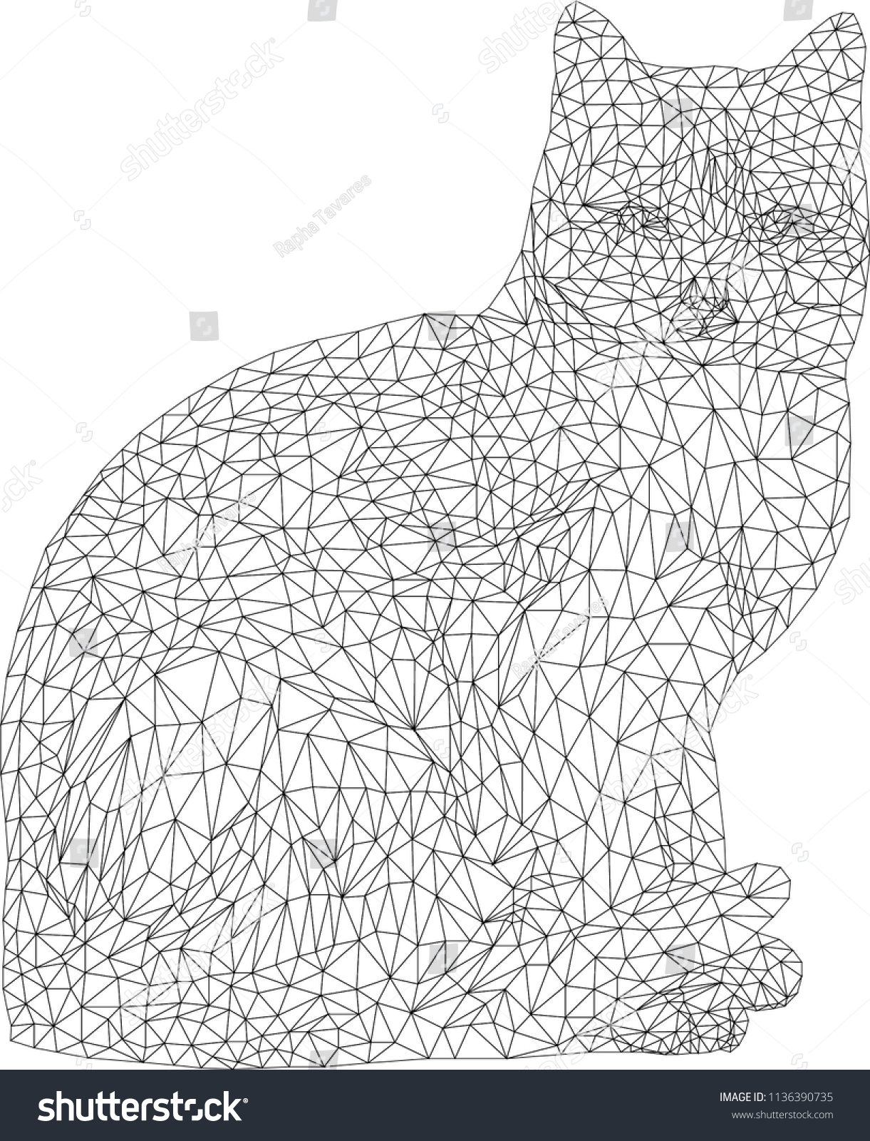 Illustration Low Poly Line Cat Stock Vector (Royalty Free) 1136390735