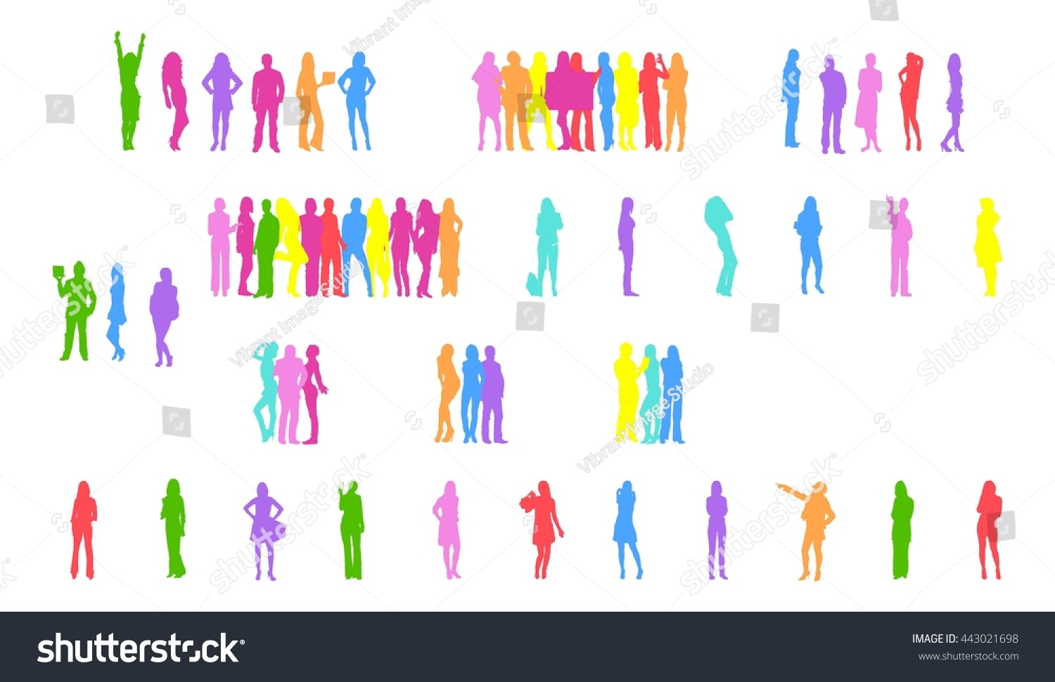 Illustration Many Vector Silhouettes Stock Vector (Royalty Free ...