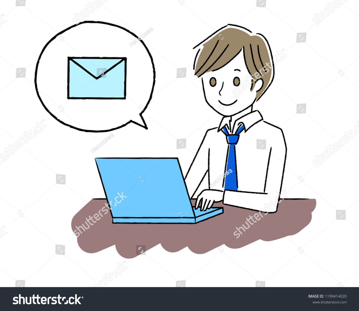 Illustration Businessman Operating Personal Computer Stock Vector ...