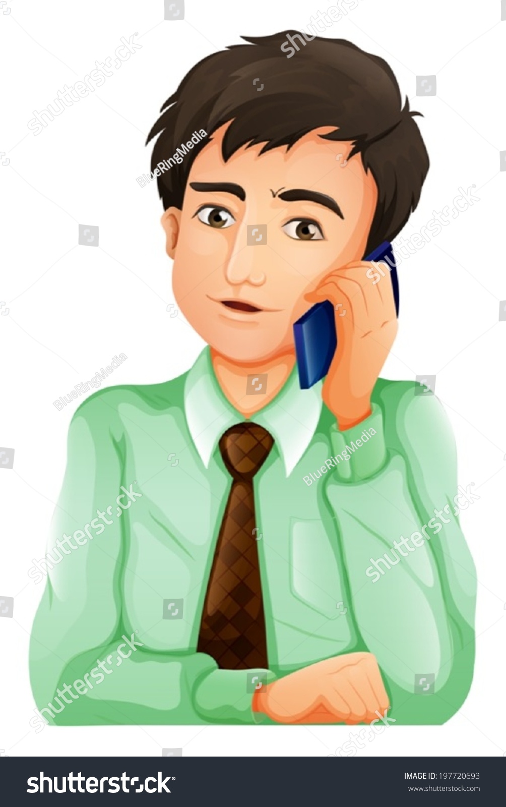 Illustration Man Using Cellphone On White Stock Vector Royalty Free