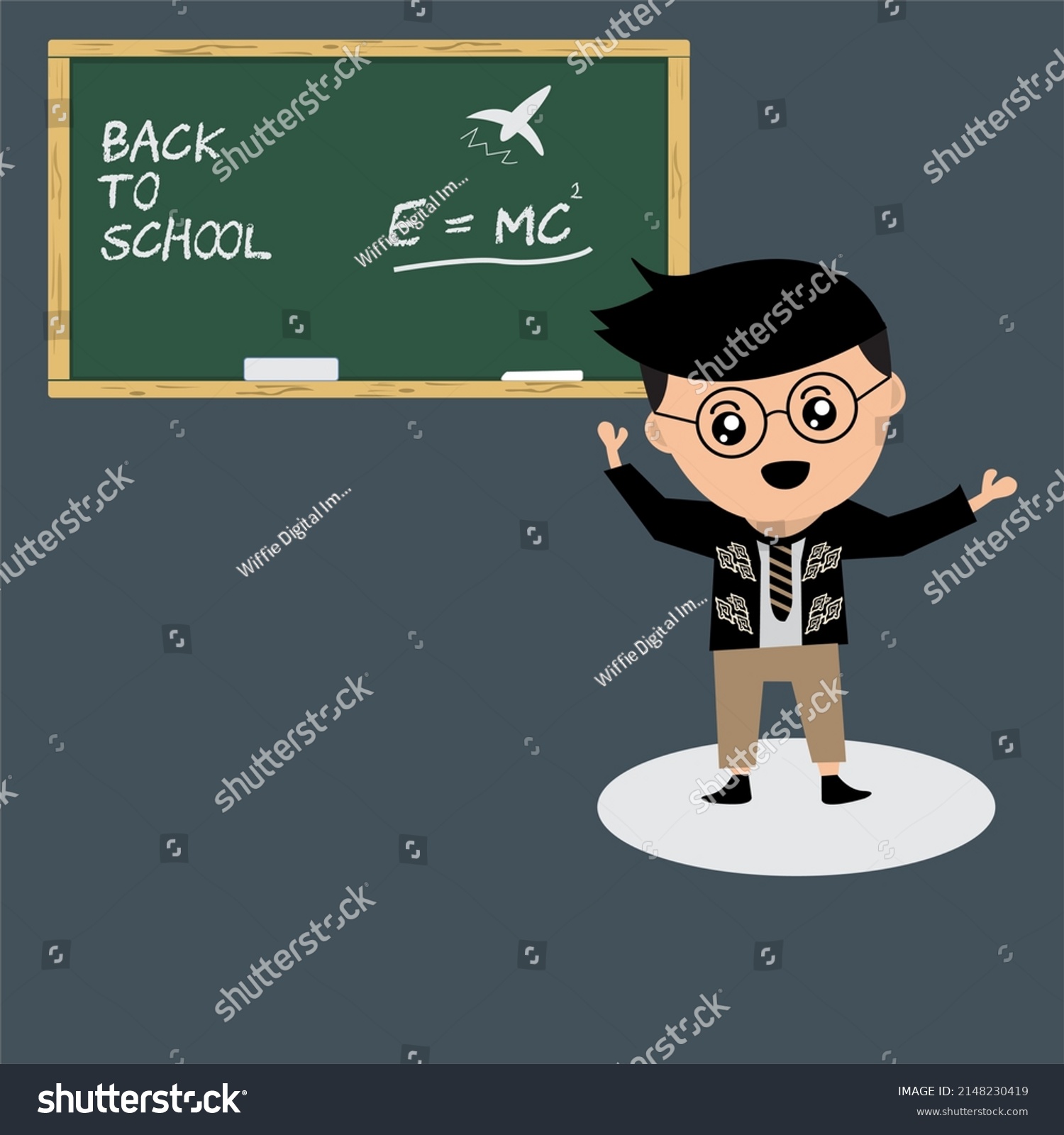 Illustration Teacher Teaching Front Class Wearing Stock Vector Royalty