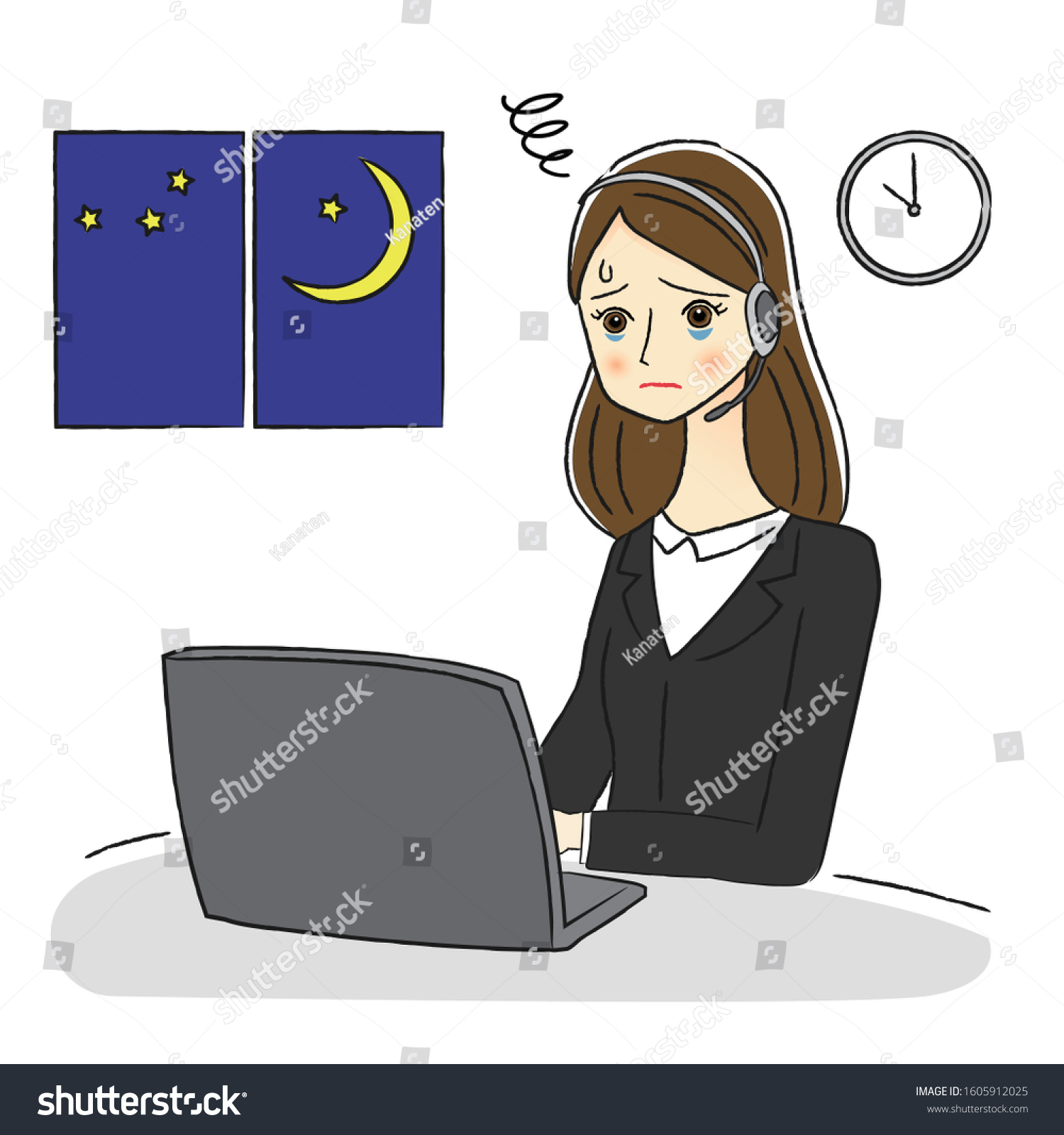 Illustration Woman Working Overtime Stock Vector (Royalty Free ... Illustration Woman Working Overtime Stock Vector (Royalty Free ...