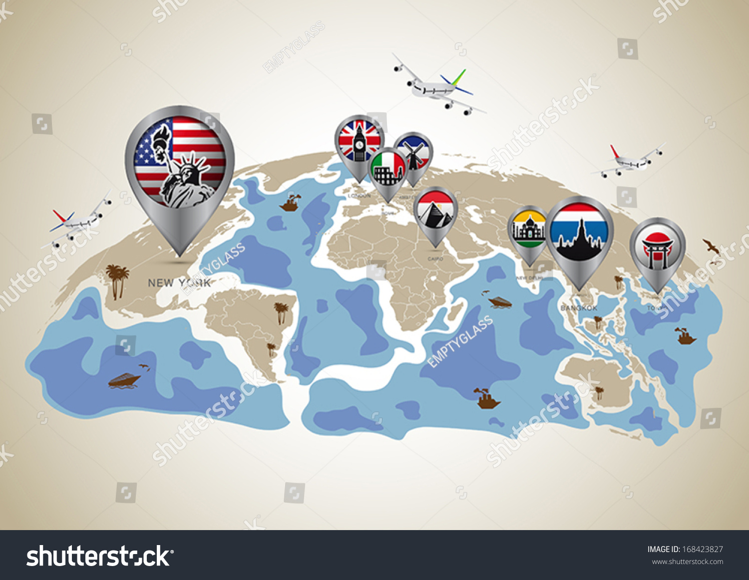 Illustration Countries Pointers Globe Map: vetor stock (livre de ...