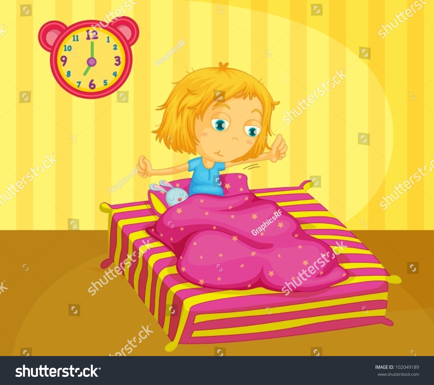 Illustration Cute Girl Waking Stock Vector 102049189 Shutterstock