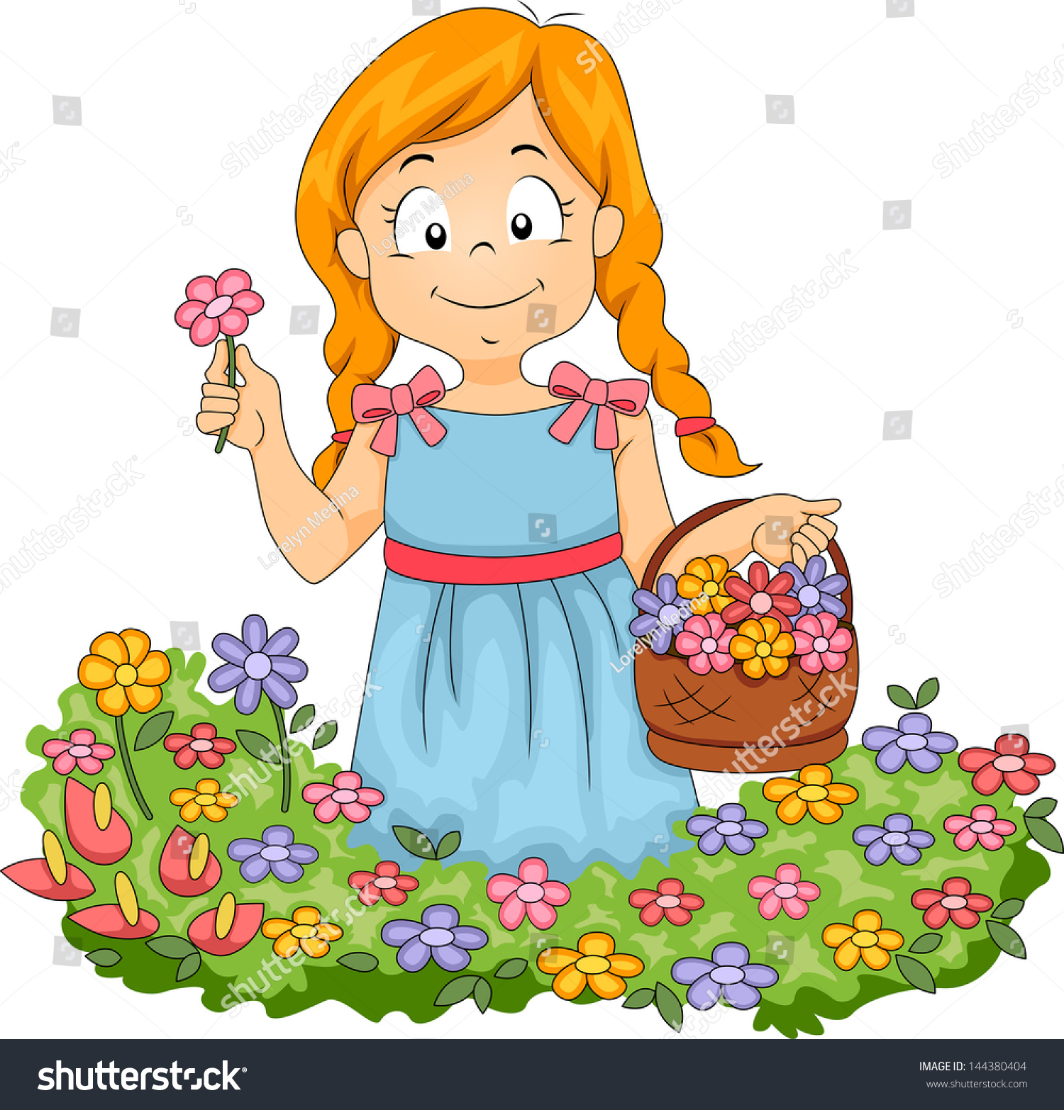 Illustration Little Kid Girl Basketful Flowers Stock Vector (Royalty ... Illustration Little Kid Girl Basketful Flowers Stock Vector (Royalty ...